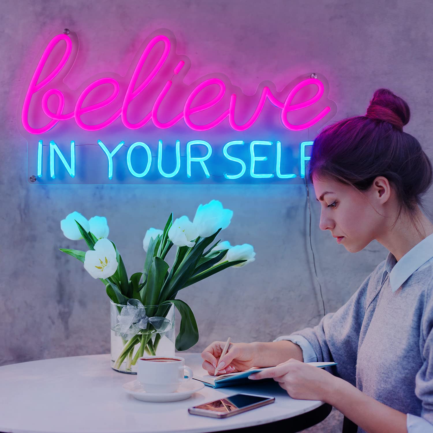 Believe in Yourself Neon Signs LED Inspirational Neon Sign Light 10 ...