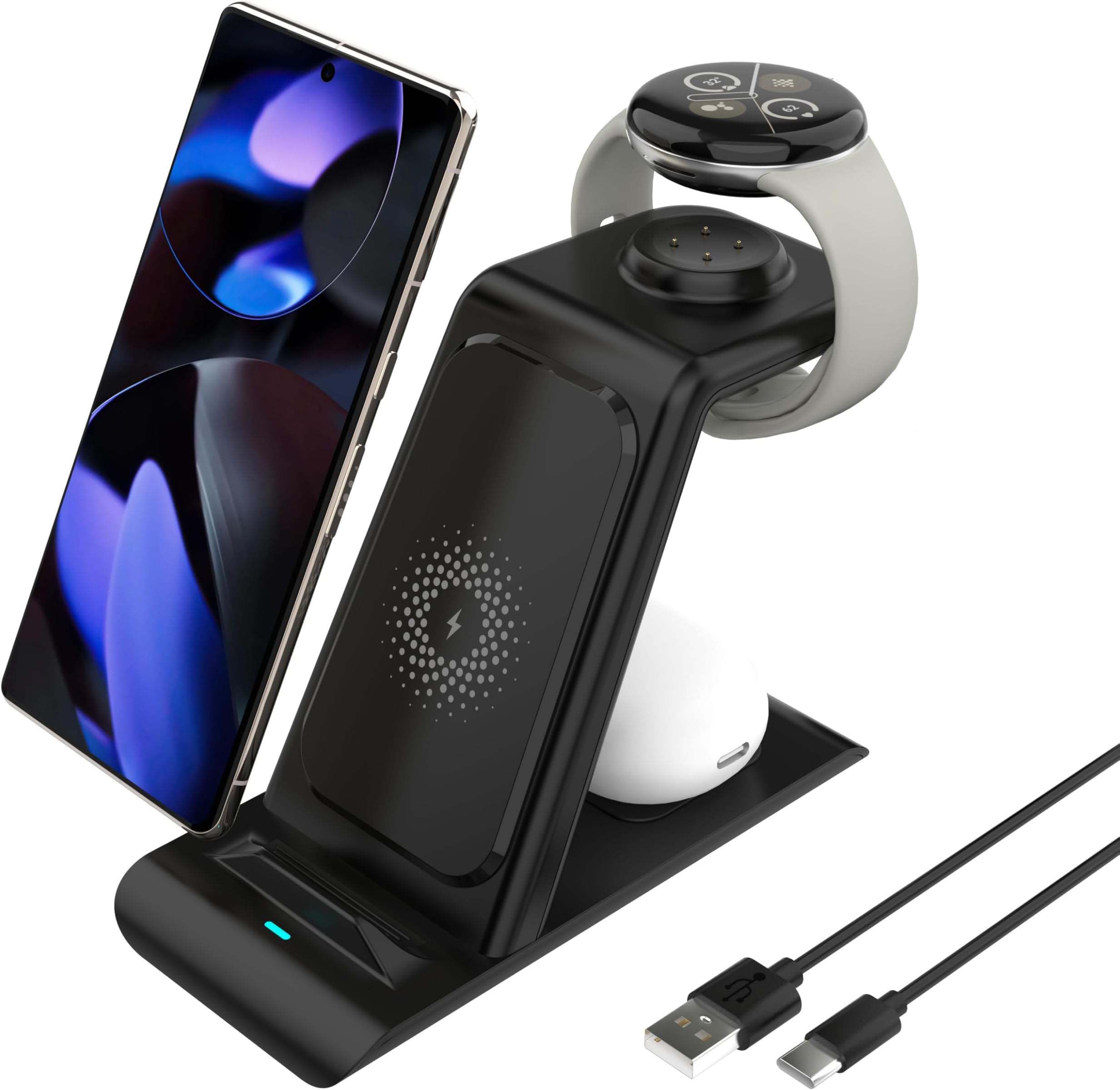 Chargeur sans Fil pour Google Pixel Watch 3/2, 3 en 1 Station de Charge ...