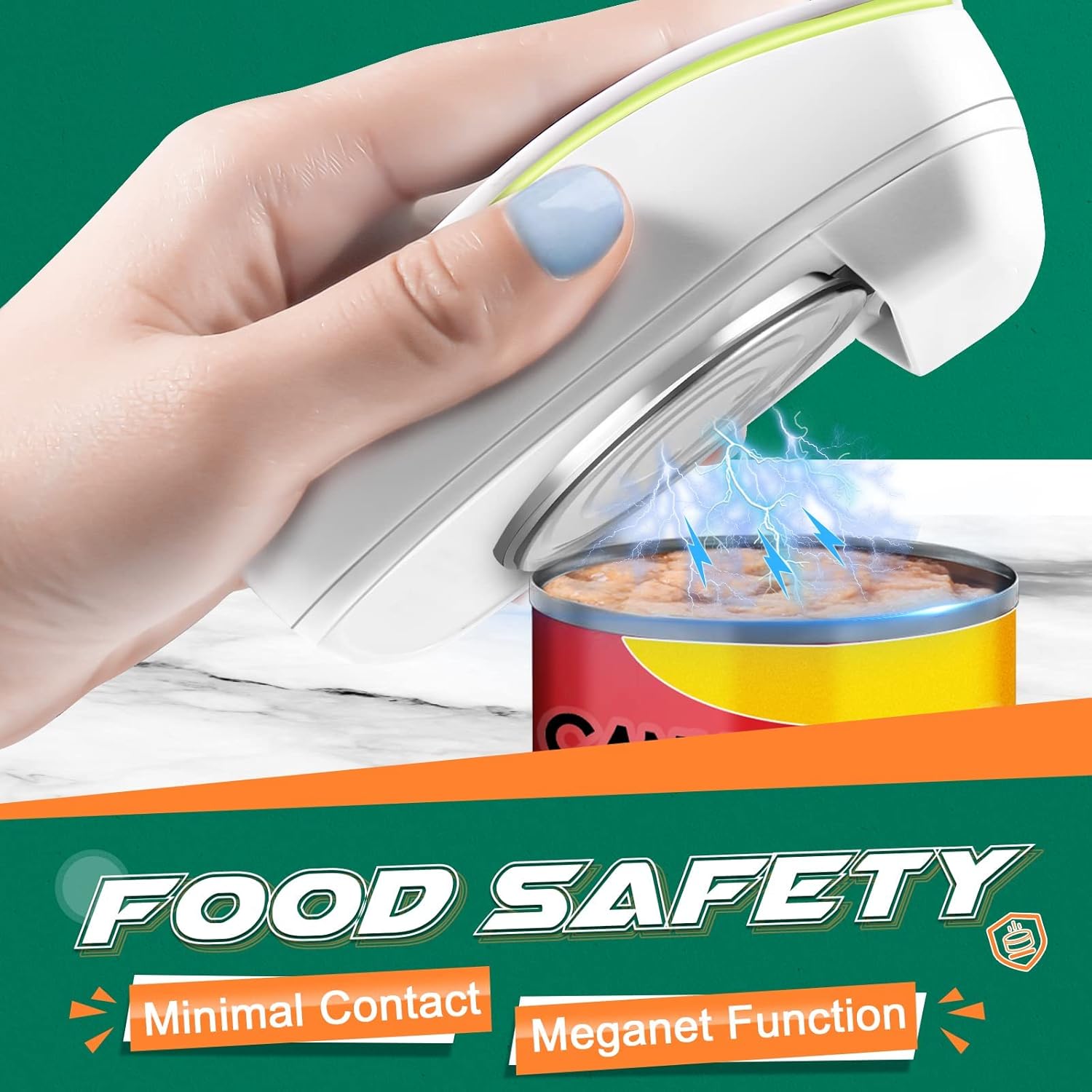 Can Opener, One Touch Automatic Can Opener Smooth No Sharp Edge, Food ...