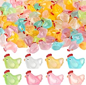 Amazon.com: GGSTDDUP 160 Pcs Luminous Mini Resin Chicken, Miniature ...