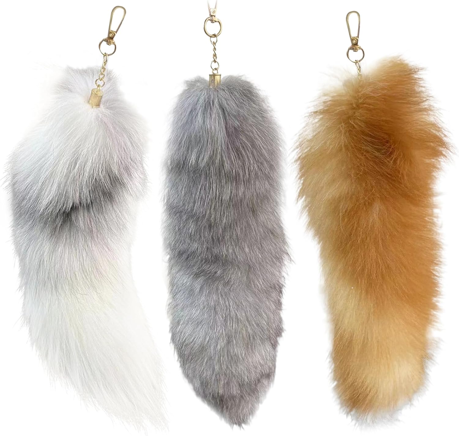 Amazon.com: XUEYEGONGJI tail keychain 3Pcs Fox Tail Keychain Faux Fox ...