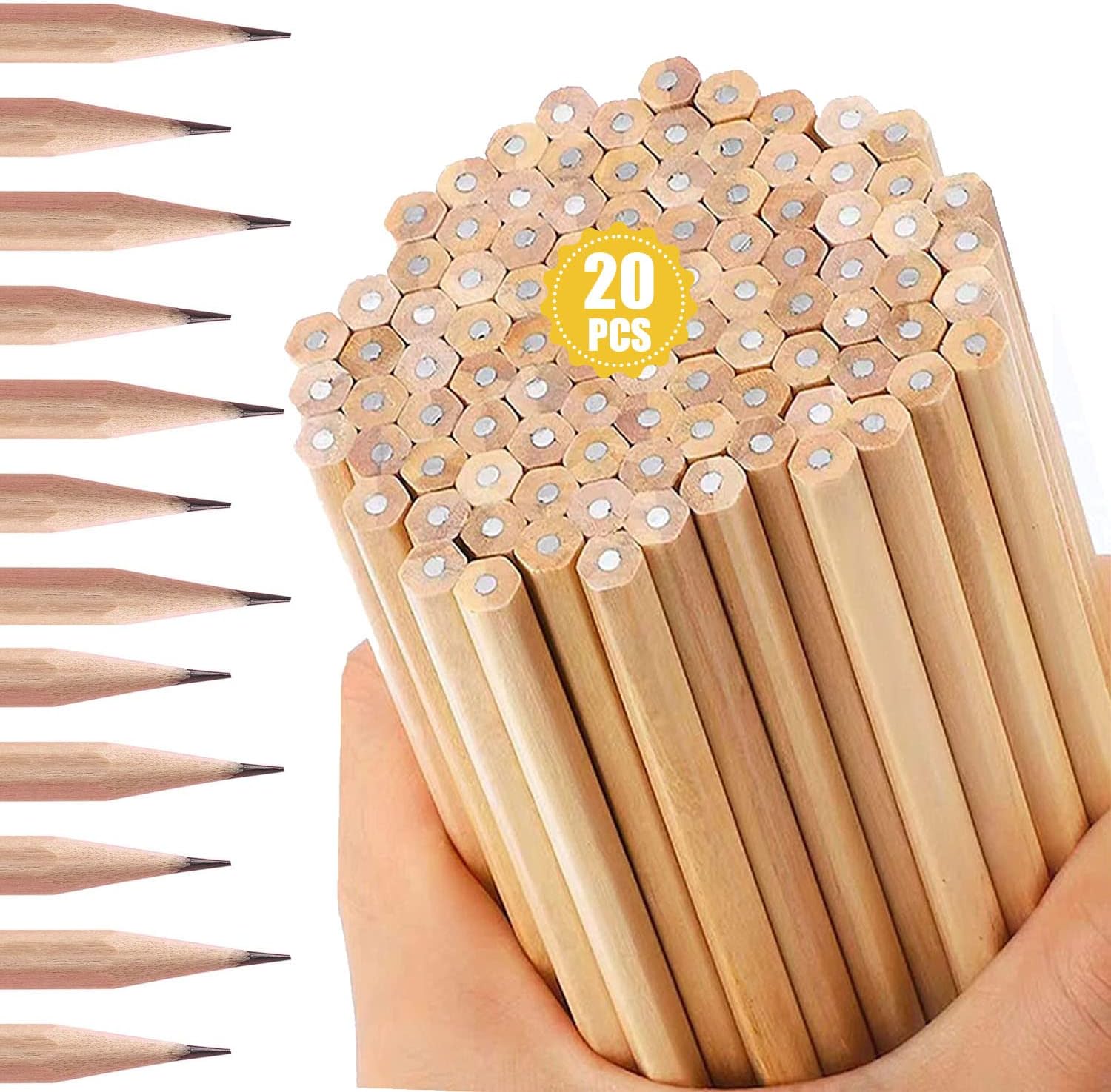 Devenirriche 20 Pieces HB Hexagon Pencils, Wood Pencils HB Graphite ...