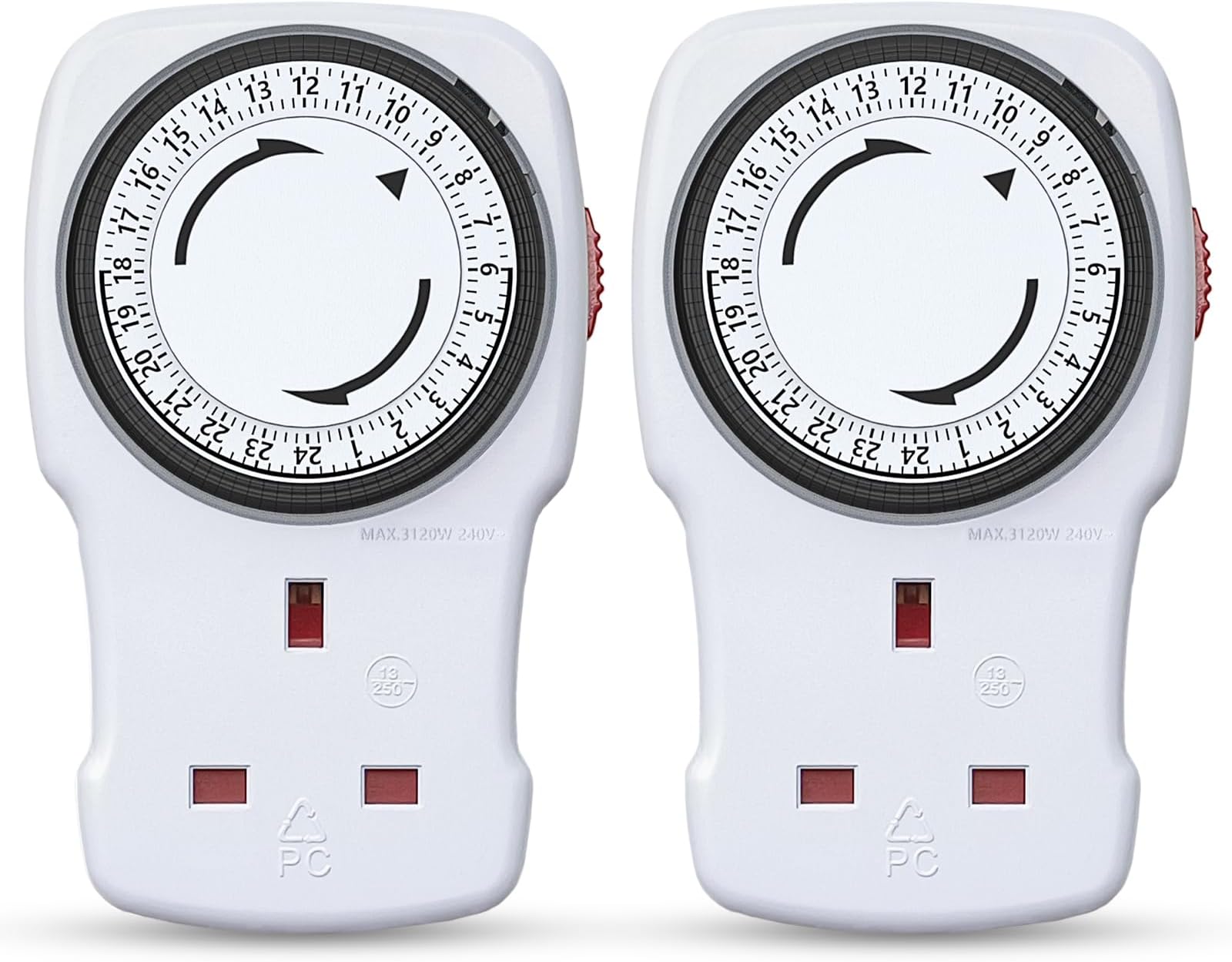 Defender 24 Hour Segment Timer Switch - Energy Saver Plug Standard Size - Plug-in Timer Socket ...