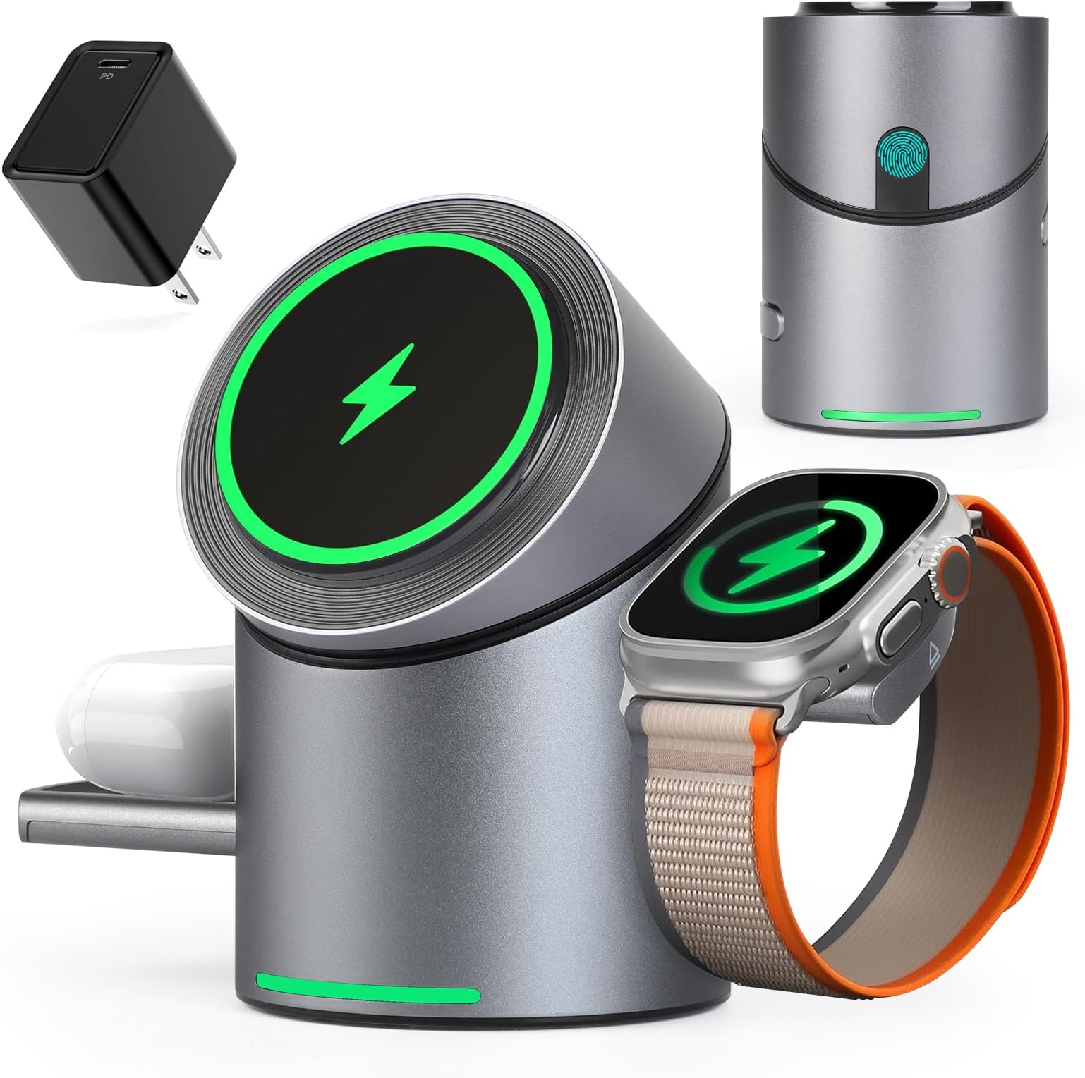 Amazon.com: MOYiEAKAN 3 in 1 Auto Rotation Wireless Charging Station ...