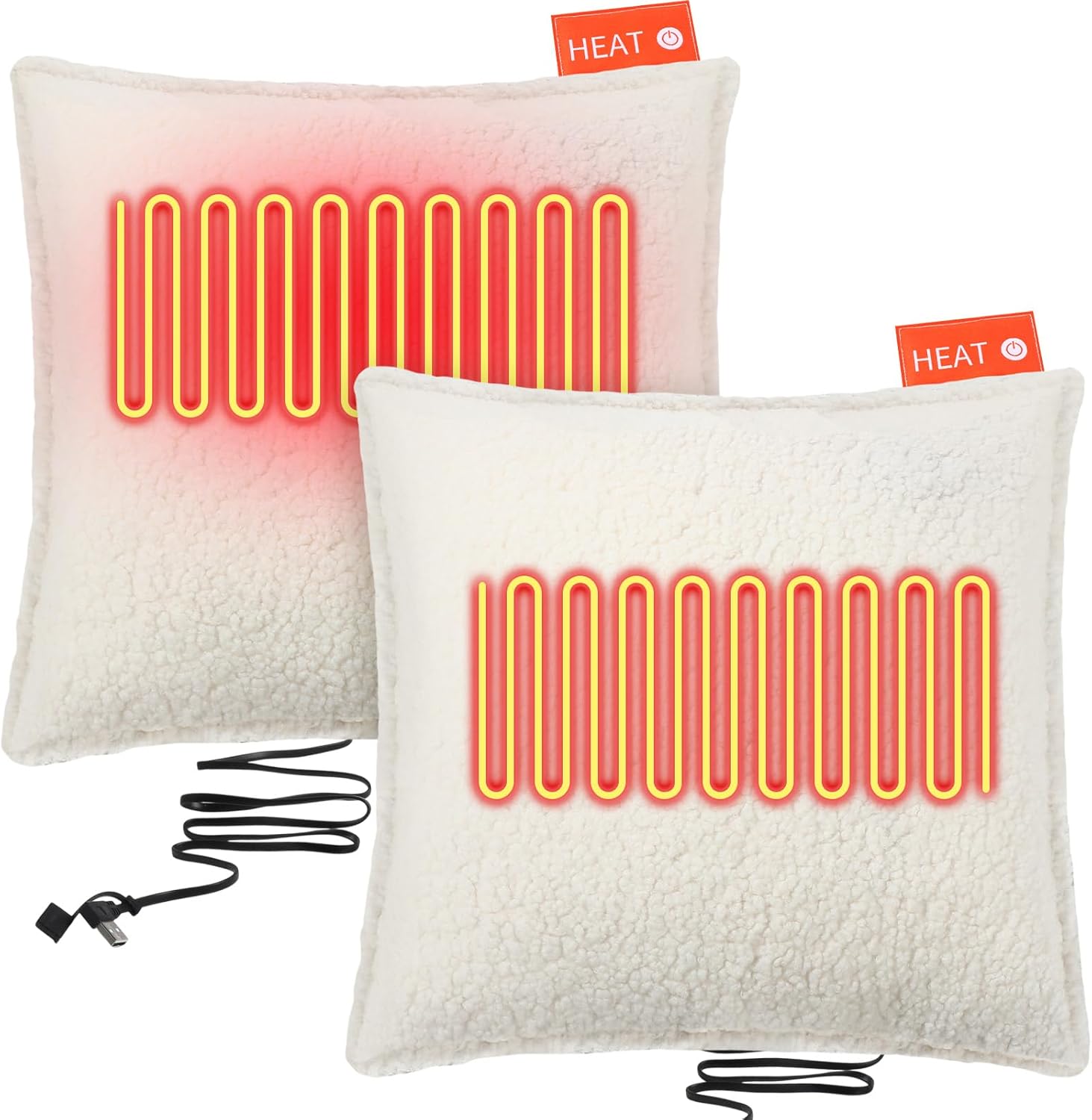 Amazon.com: AceOrbit 2 Pcs Heated Pillow 17.7 x 17.7 Heated Lumbar ...