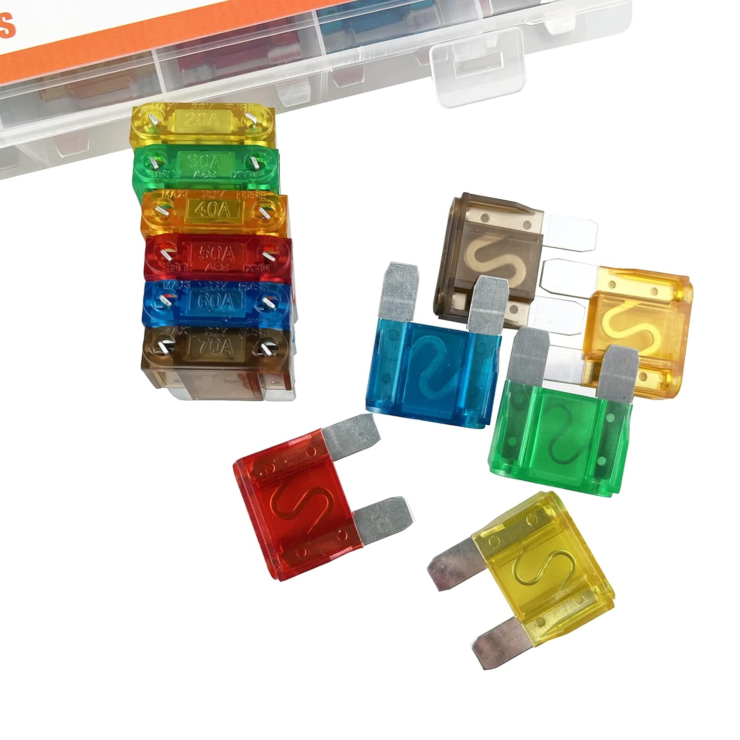 Buy 24 Pieces ATX Maxi Blade Fuse Assortment 6 Sizes 20A 30A 40A 50A ...