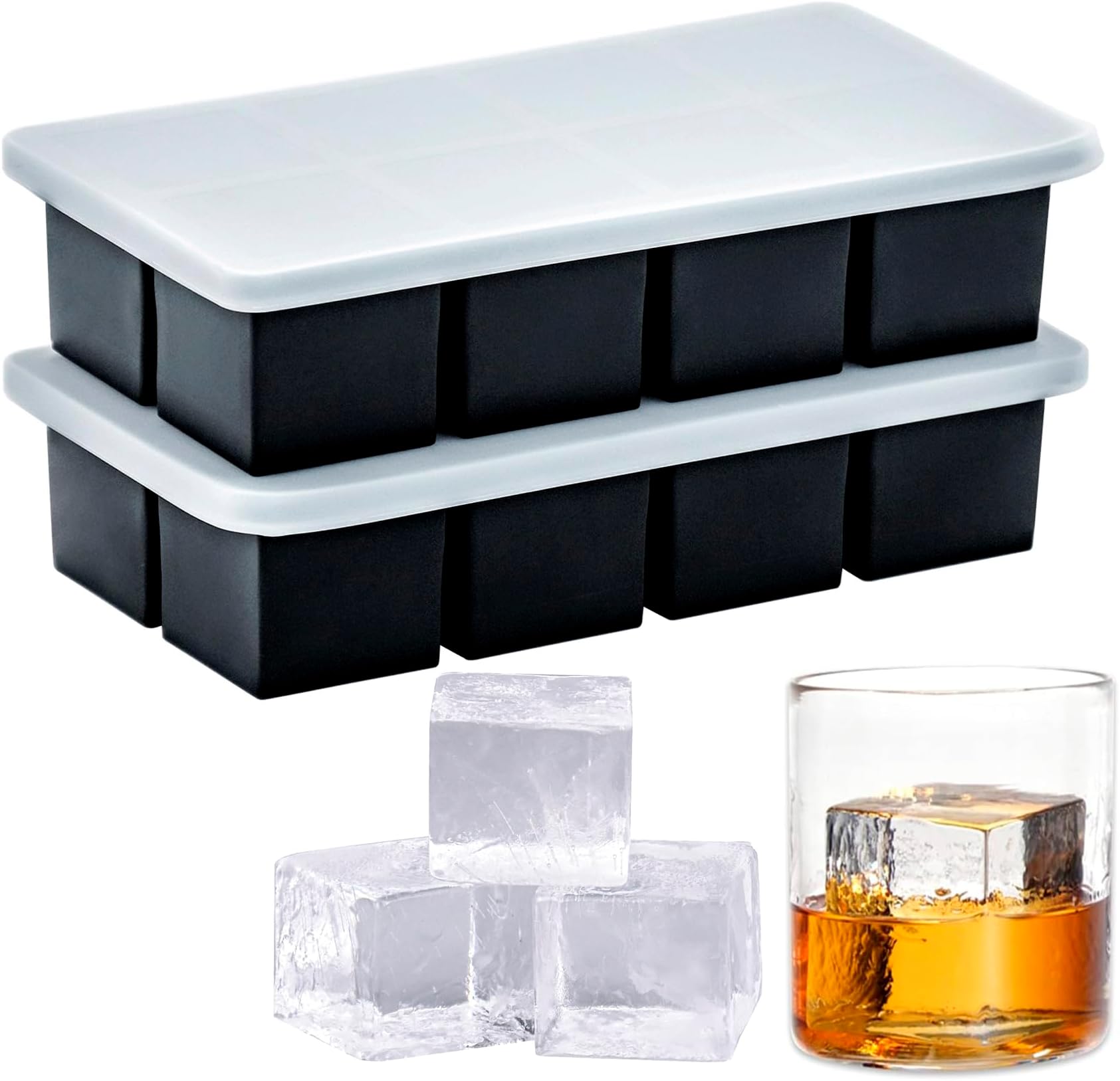 Amazon.com: Bangp Large Ice Cube Tray for Whiskey (2 Pack),Metal ...