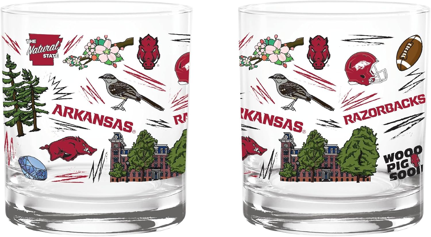 Amazon.com: INDIGO FALLS College 14oz Local Rocks Glasses (Arkansas ...