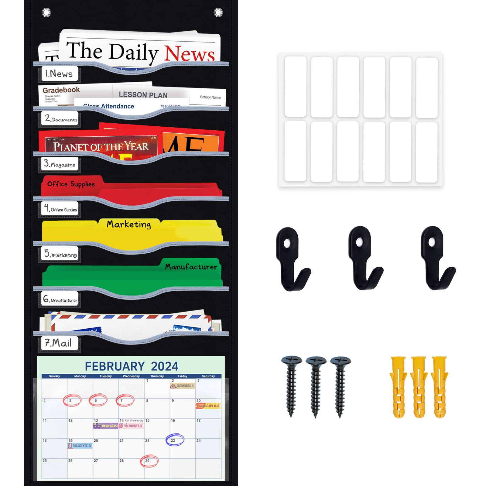 Snapklik.com : 8 Pockets Hanging Wall File Organizer 35 12" L X 15 34 ...