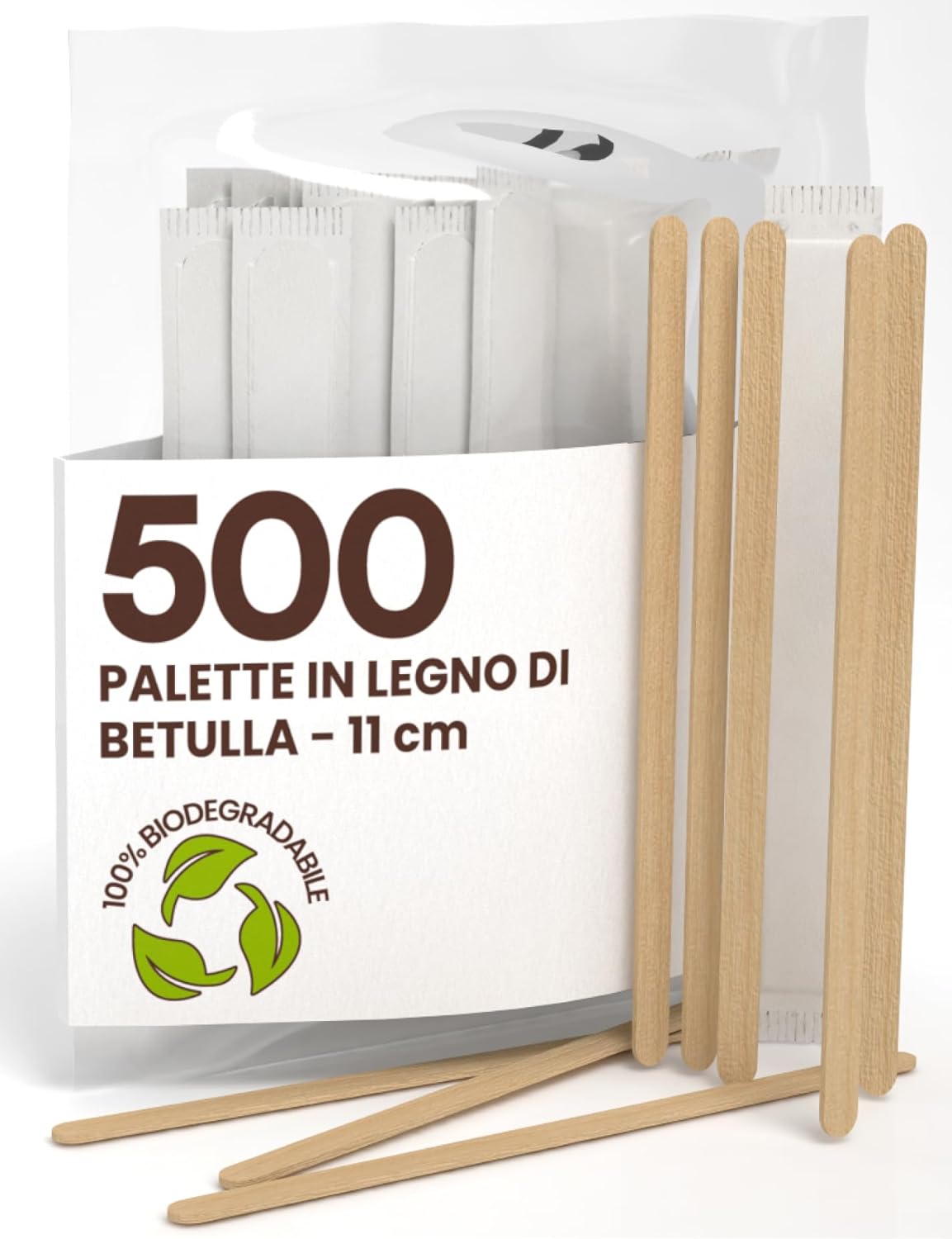 500 x 4.3 Inch Birch Wood Disposable Coffee and Cappuccino Scoops ...