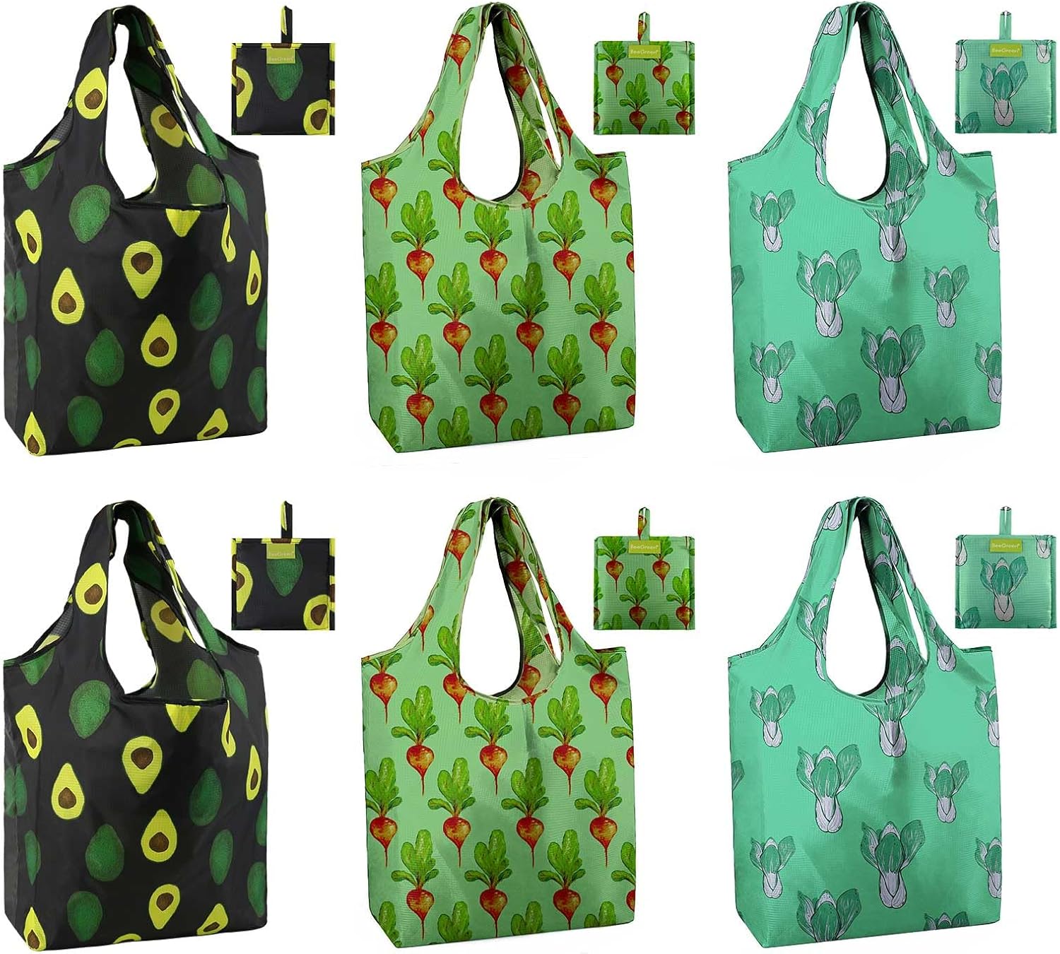 Amazon.com: BeeGreen Reusable Grocery Bags 6 Pack Bulk Reusable ...