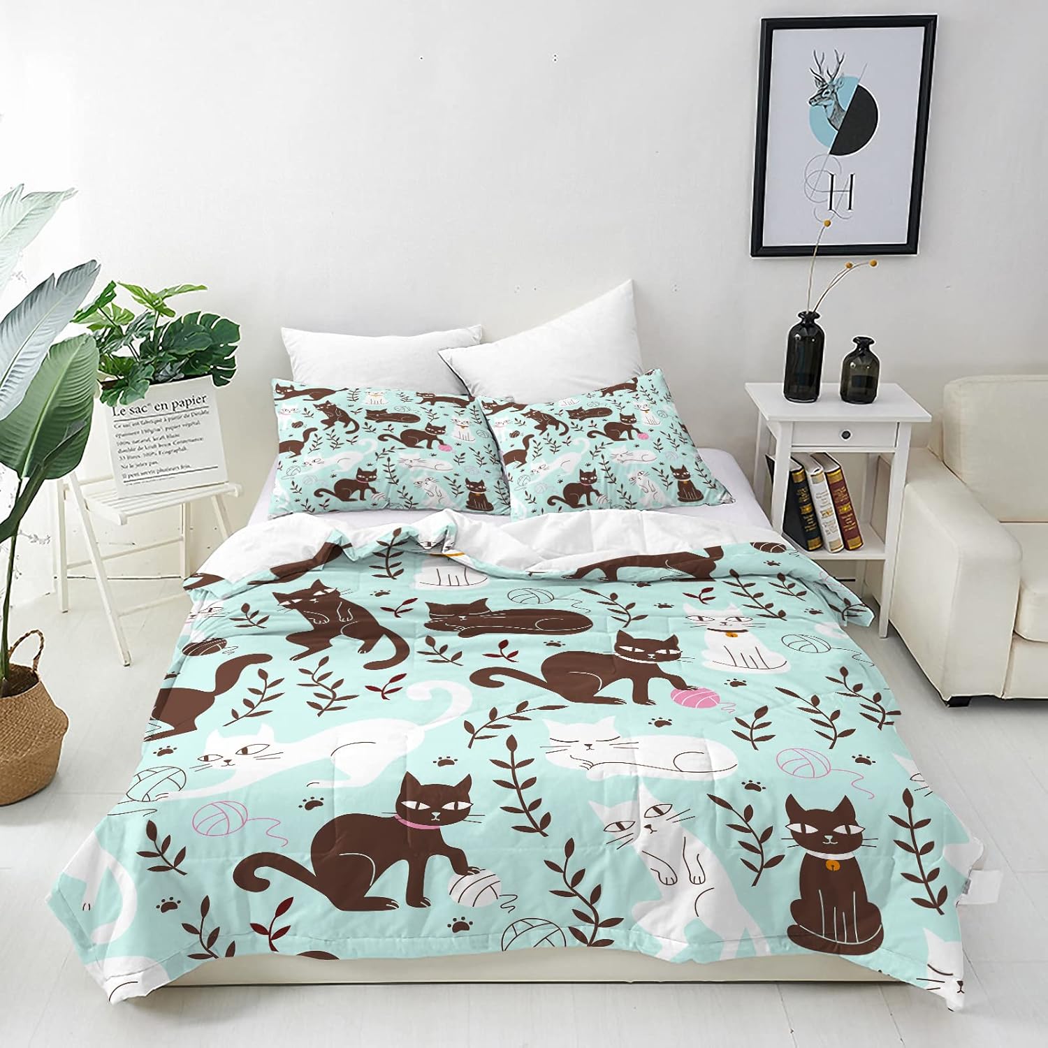 ANHOPE 3 Pieces Twin Size Duvet Cover Set with 2 Pillowcases, Soft ...