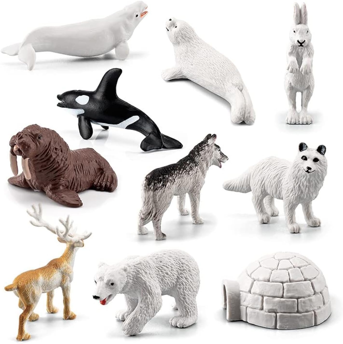 SANZEZ COOLive 10PCS Realistic Polar Animals Figurines Toy Mini Arctic ...