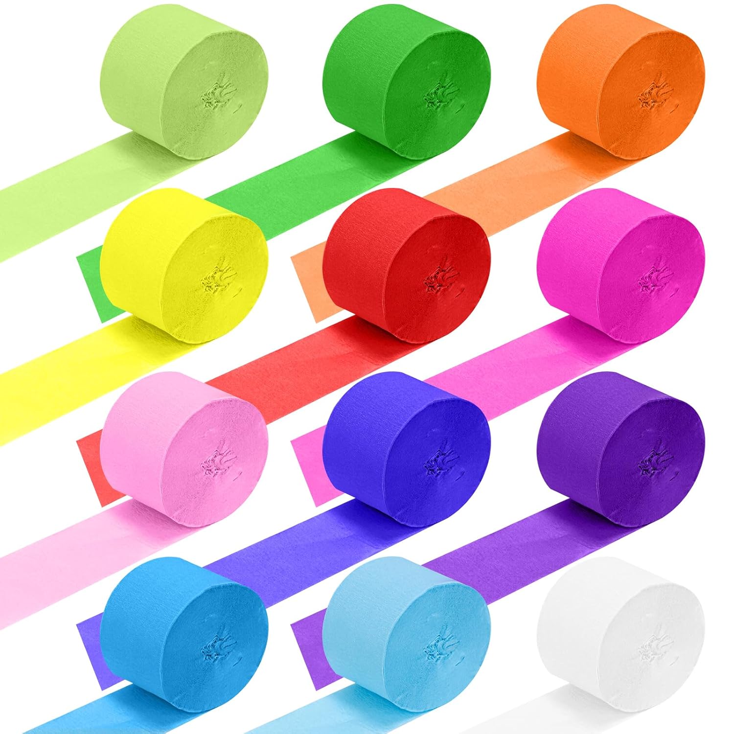 Neworkg 12 Rolls Party Streamers Rainbow Crepe Paper Streamer for Party ...