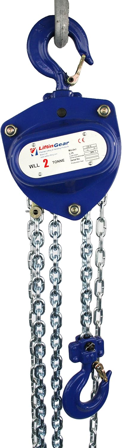 LiftinGear 2000kg Chain Block Lifting Tackle Crane Hoist Manual Gantry ...
