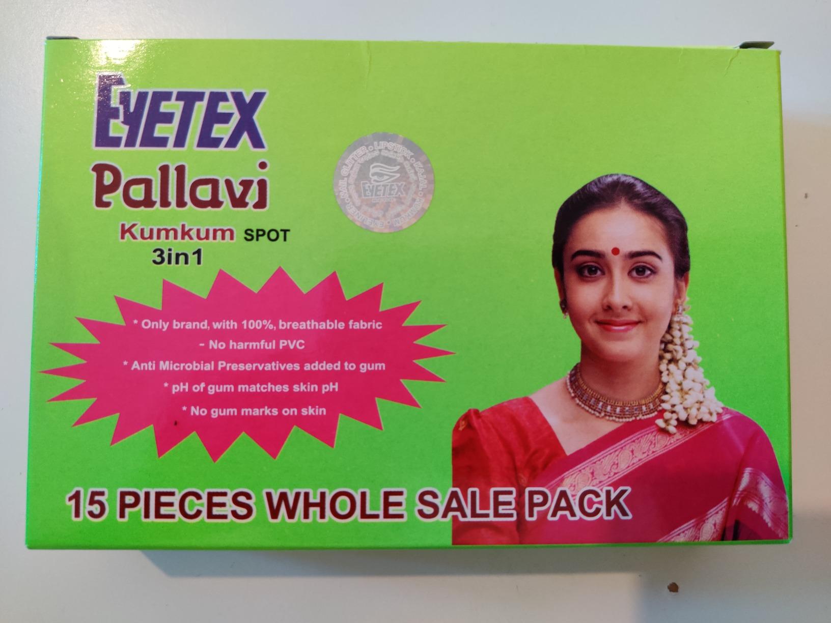 Eyetex Pallavi 2in1 Sticker Kumkum Black Color Bindi - Size P7 (Pack of ...