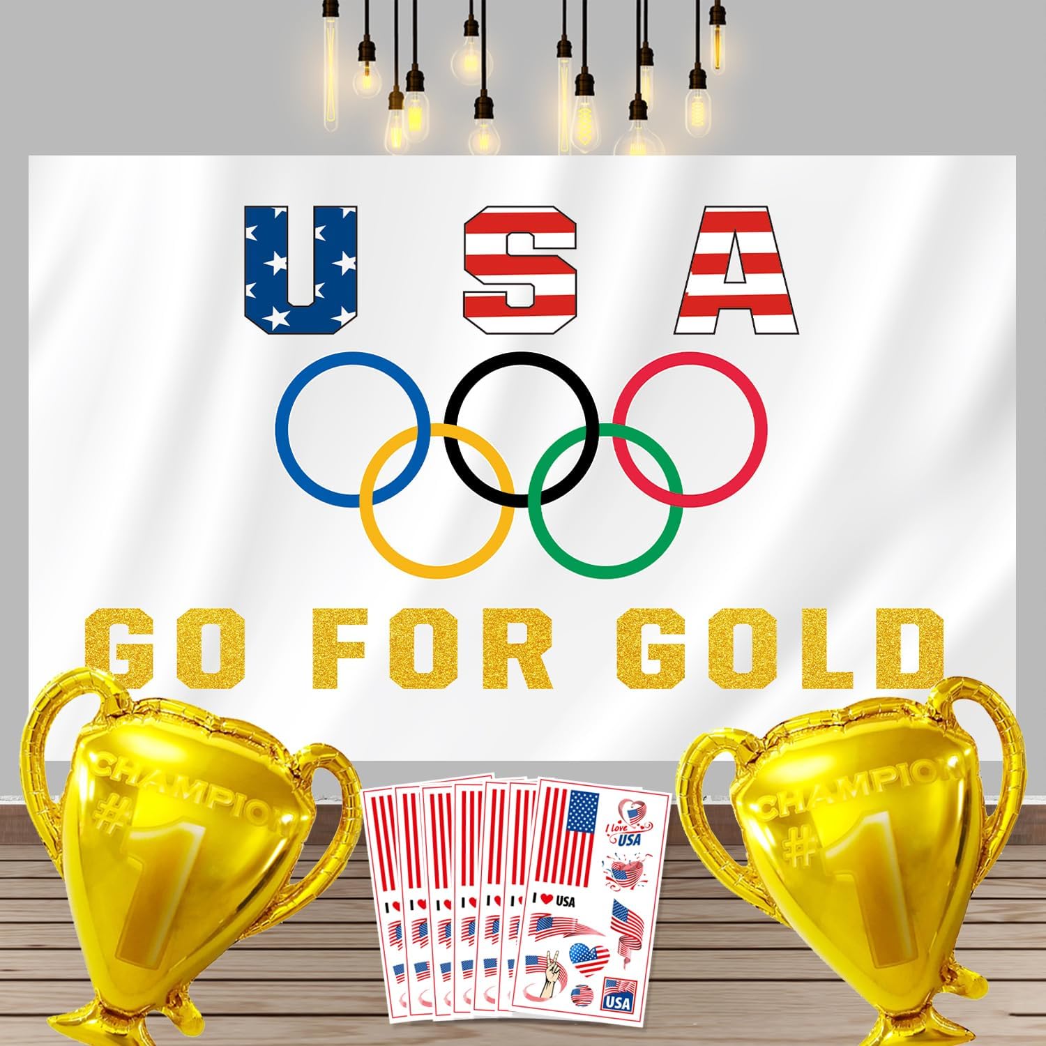 Amazon.com: Bomiloho Large Olympics Backdrop Banner USA Go for Gold ...