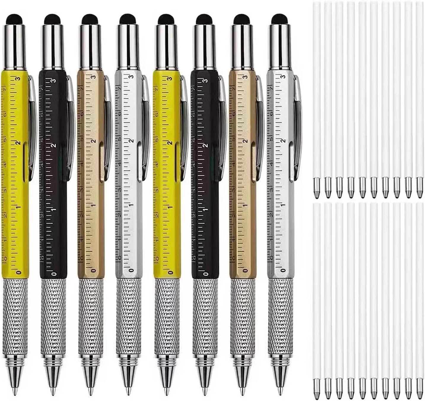 6 in 1 Multi-Tool Pen Set of 8 Ballpoint Pen with 20 Replaceable ...