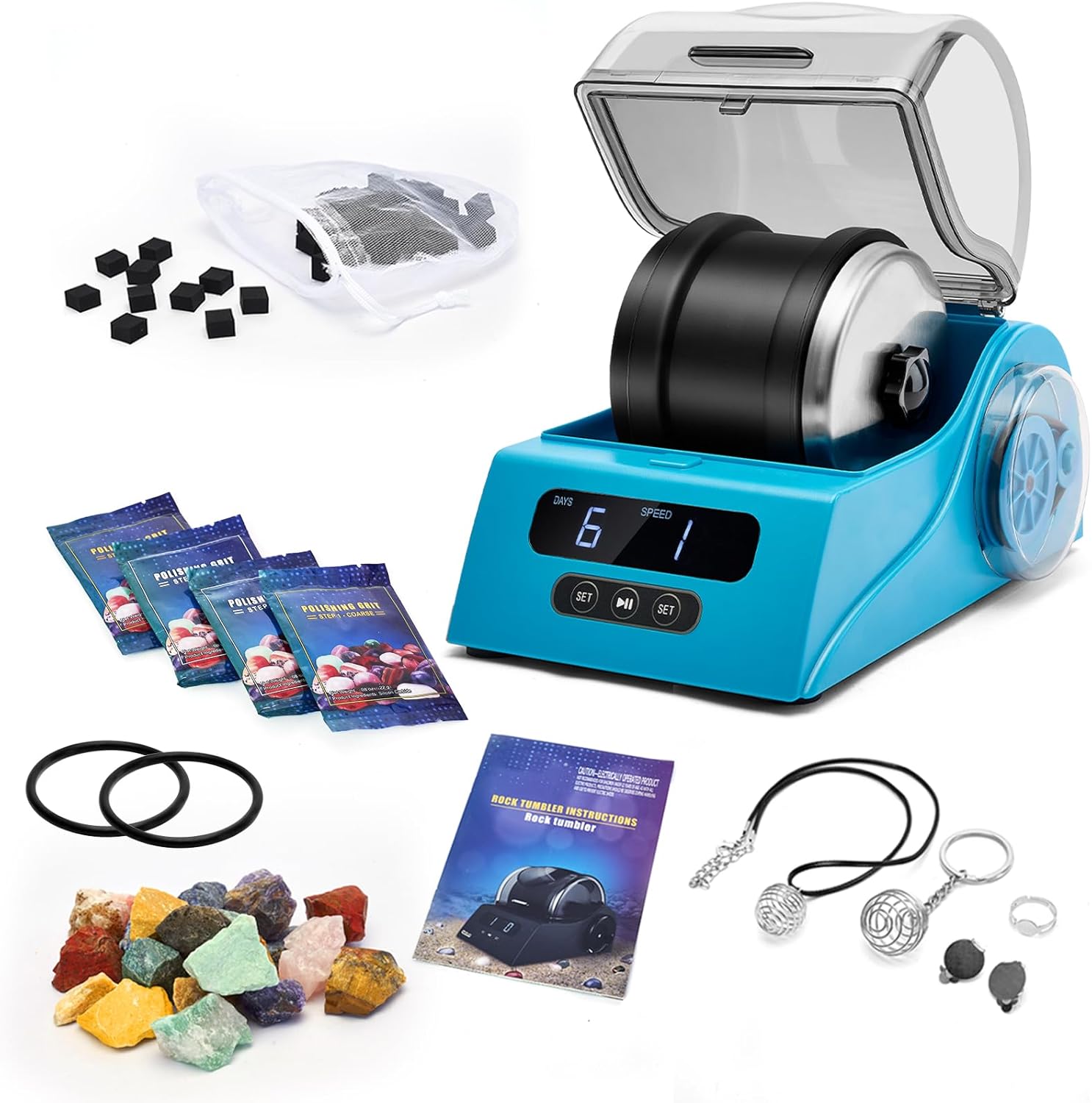Amazon.com: Rock Tumbler Kit for Adults and Kids - Includes Noise ...