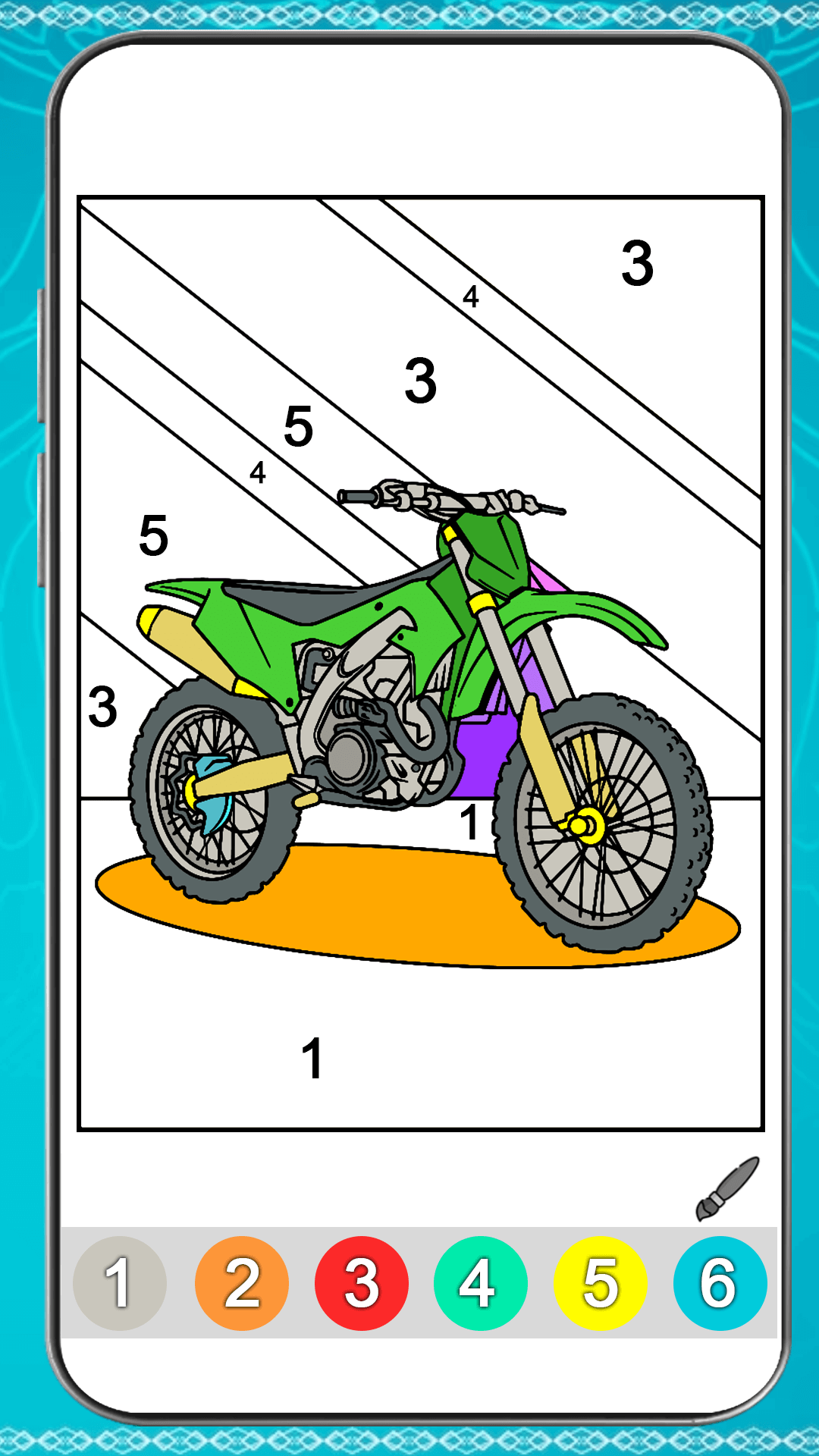 Bikes Paint by Number - Vehicles Glitter + Crayon + Coloring Pages ...