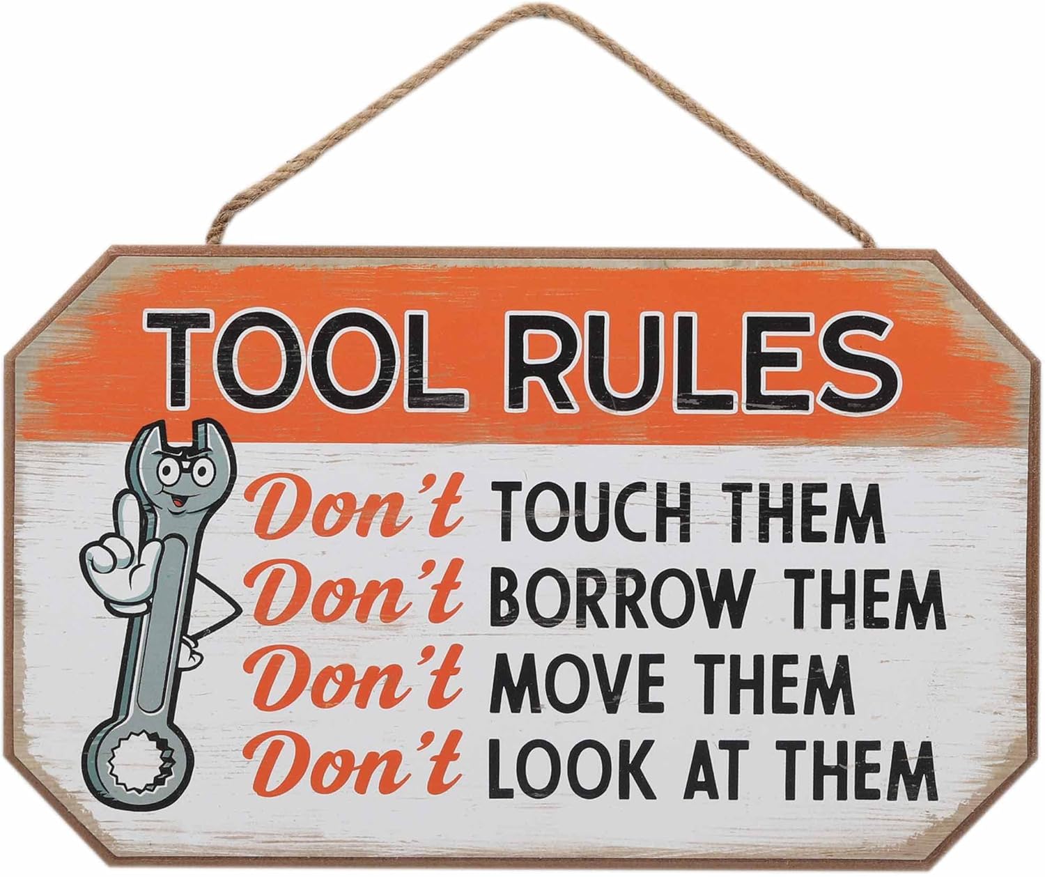 Amazon.com: Tool Rules Hanging Wood Wall Decor - Funny Tools Sign for ...