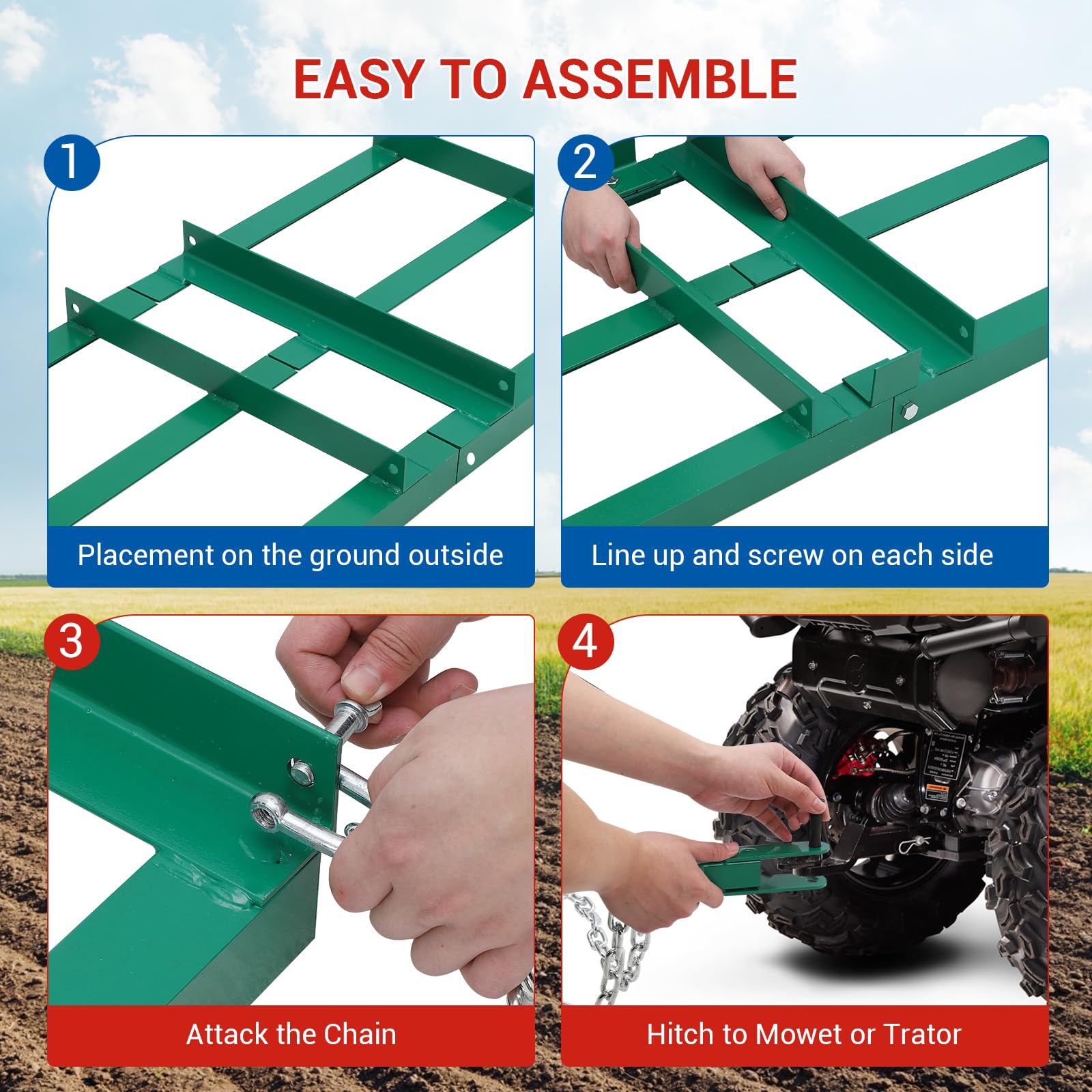 Snapklik.com : Hipicute Driveway Drag 96" Width, Landscape Grader And ...