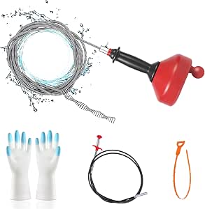 Drain Auger 25 Ft with Gloves, Easy to Use and Highly efficient ...
