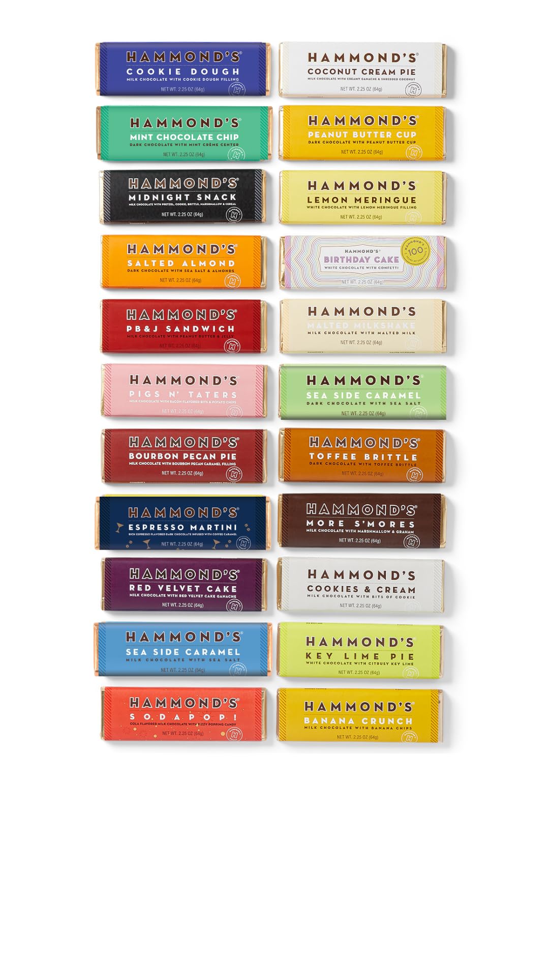 Amazon.com: Hammond's Candies Gourmet Chocolate Candy Bars Gift Box ...
