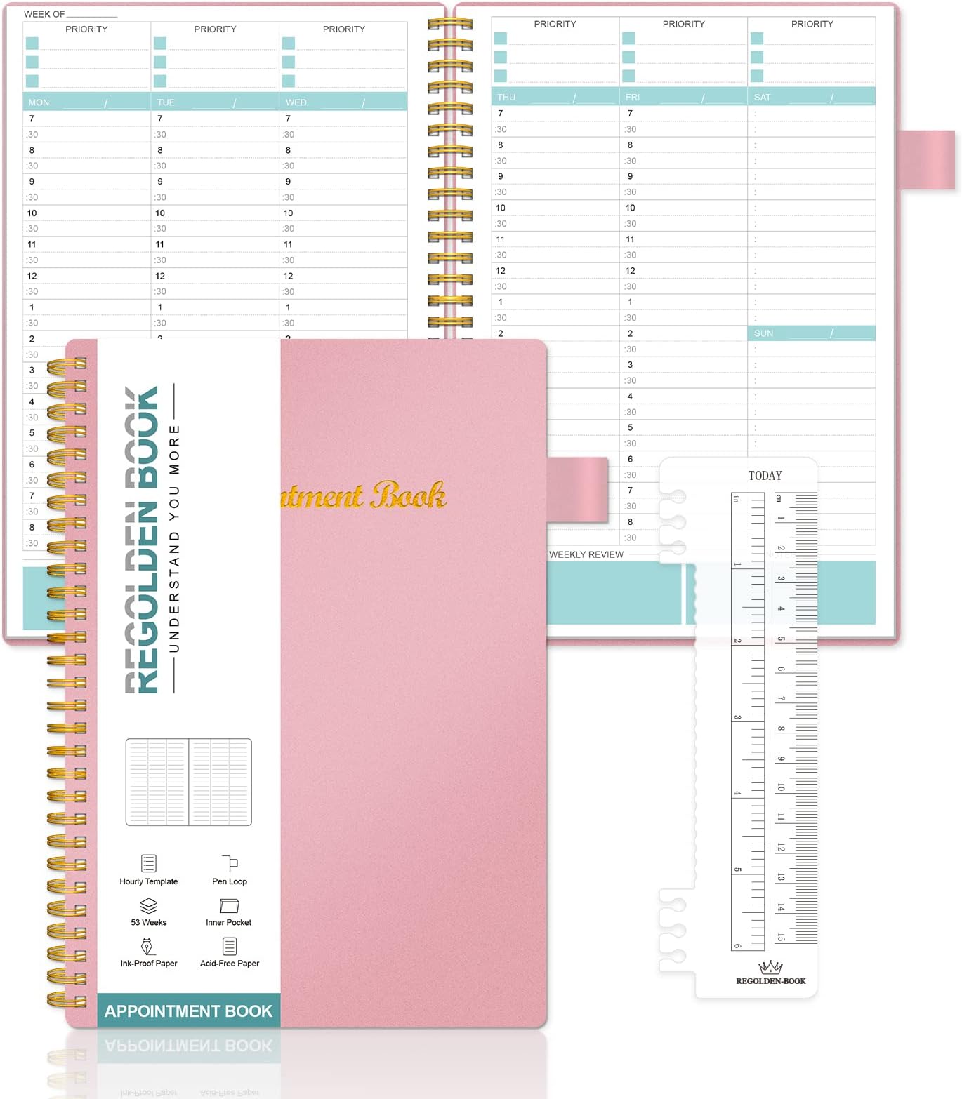 Amazon.com : Weekly Appointment Book Planner Undated, Regolden-Book ...