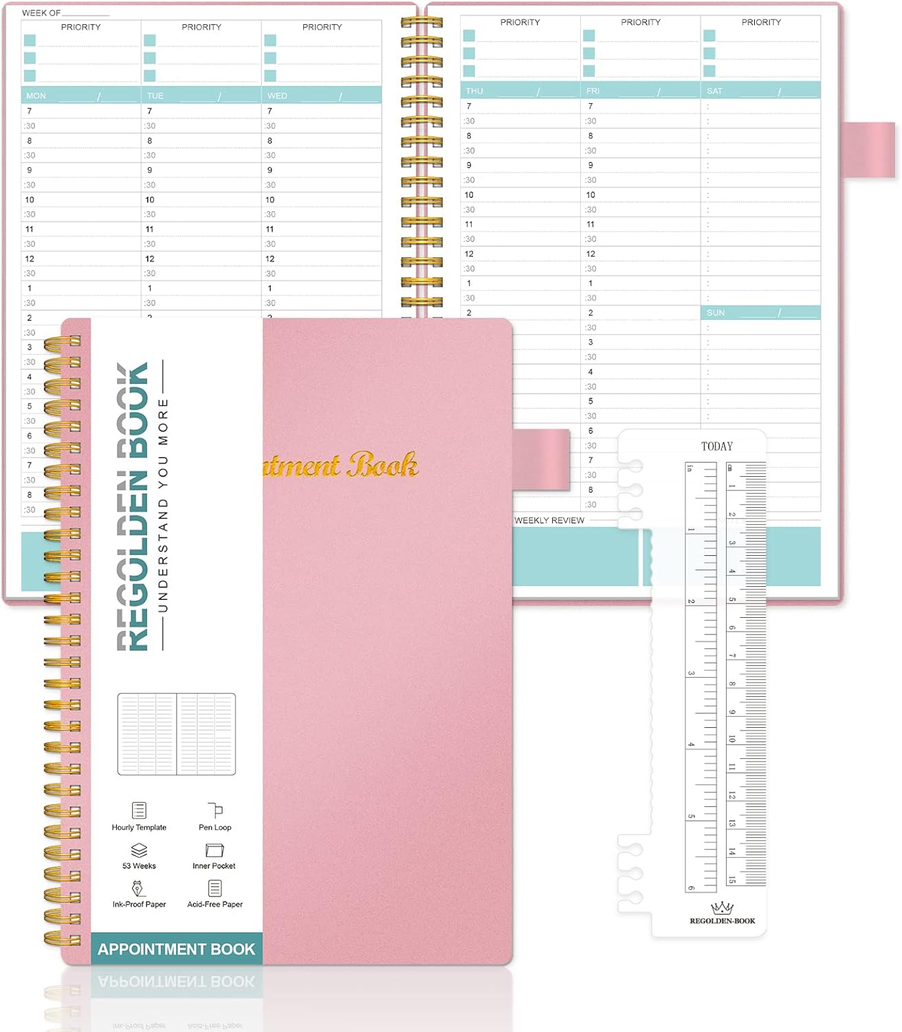 Appointment Planner Book Undated , Regolden-Book Hourly Schedule ...