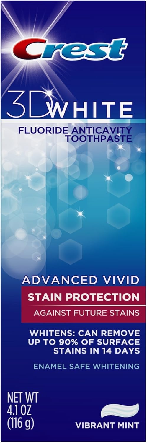Crest 3D White Advanced Vivid Fluoride Toothpaste, Vibrant Mint, 4.1 ...