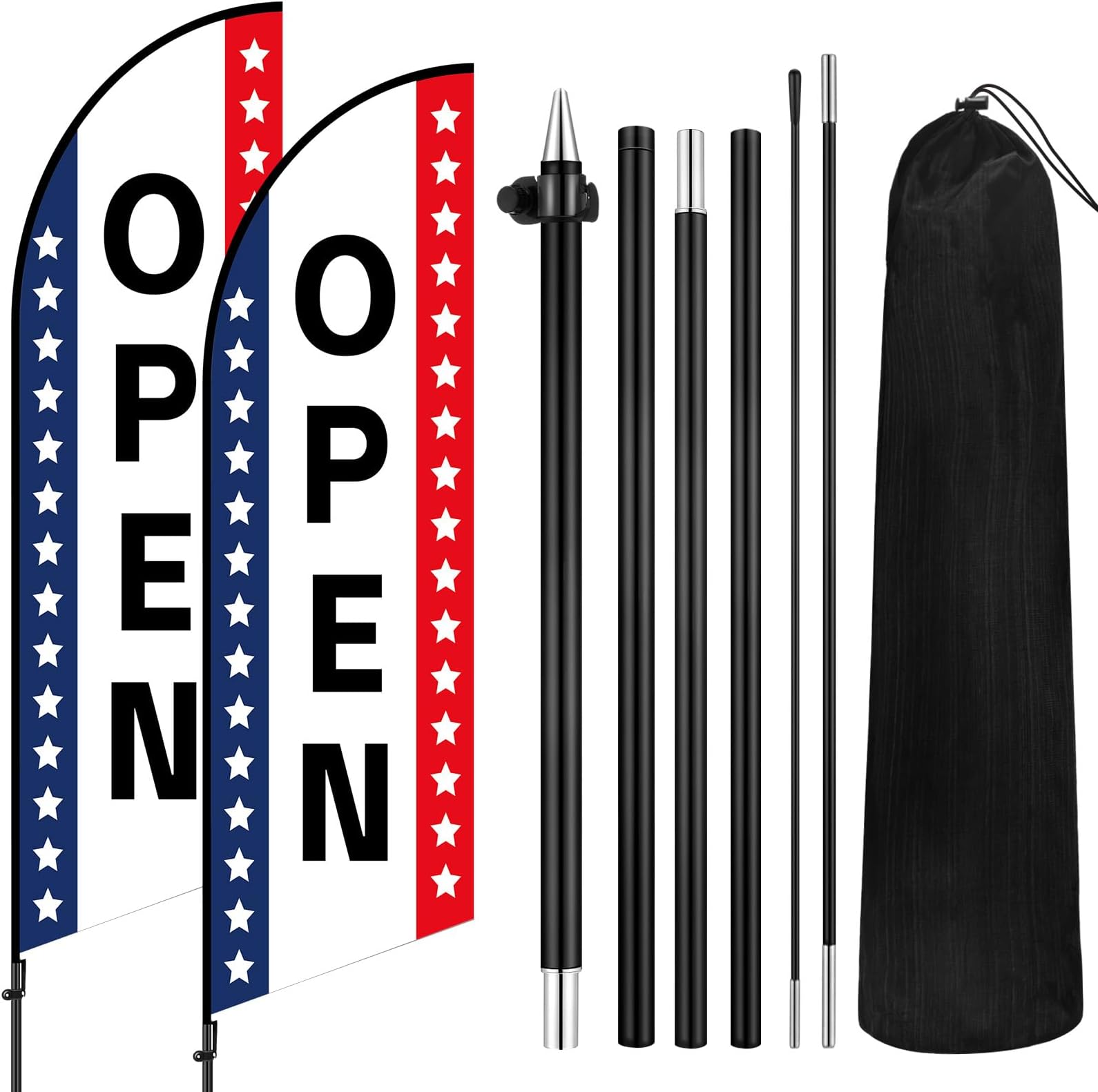 Amazon.com : Buryeah 2 Sets Open Flags Feather Flag Pole Kit and Ground ...