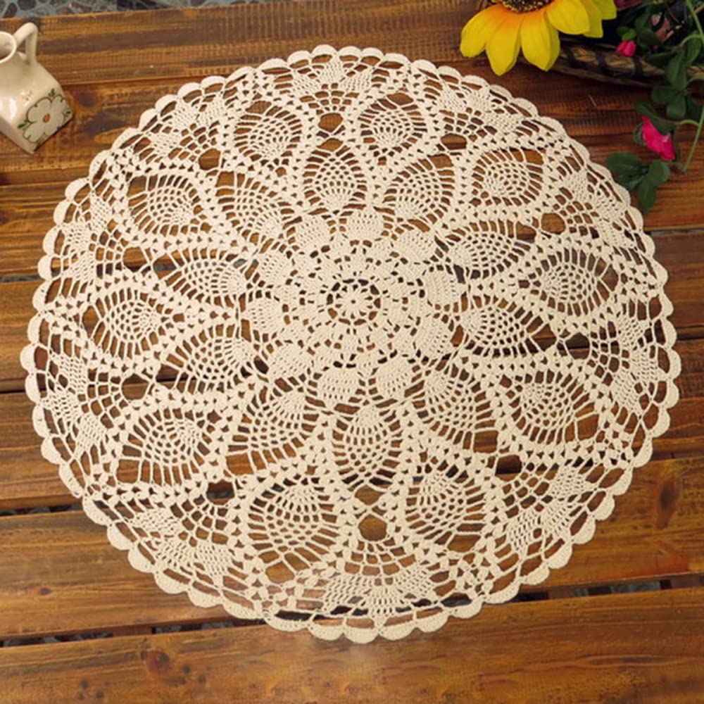 Amazon.com: Lelefly Cotton Handmade Crochet lace Table Runners Round ...