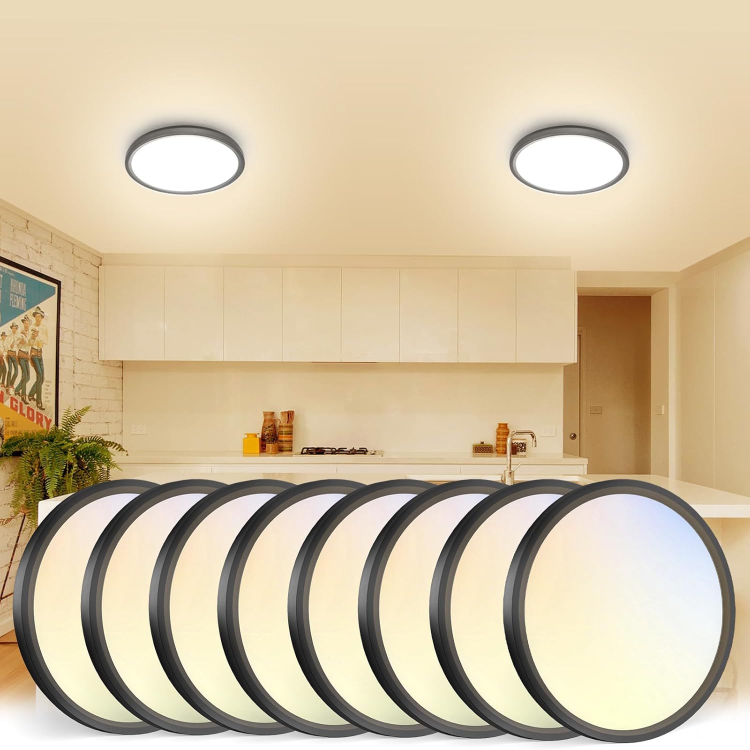 VOLISUN 8Pack 5CCT LED Flush Mount Ceiling Light, 7 inch Dimmable Ultra ...