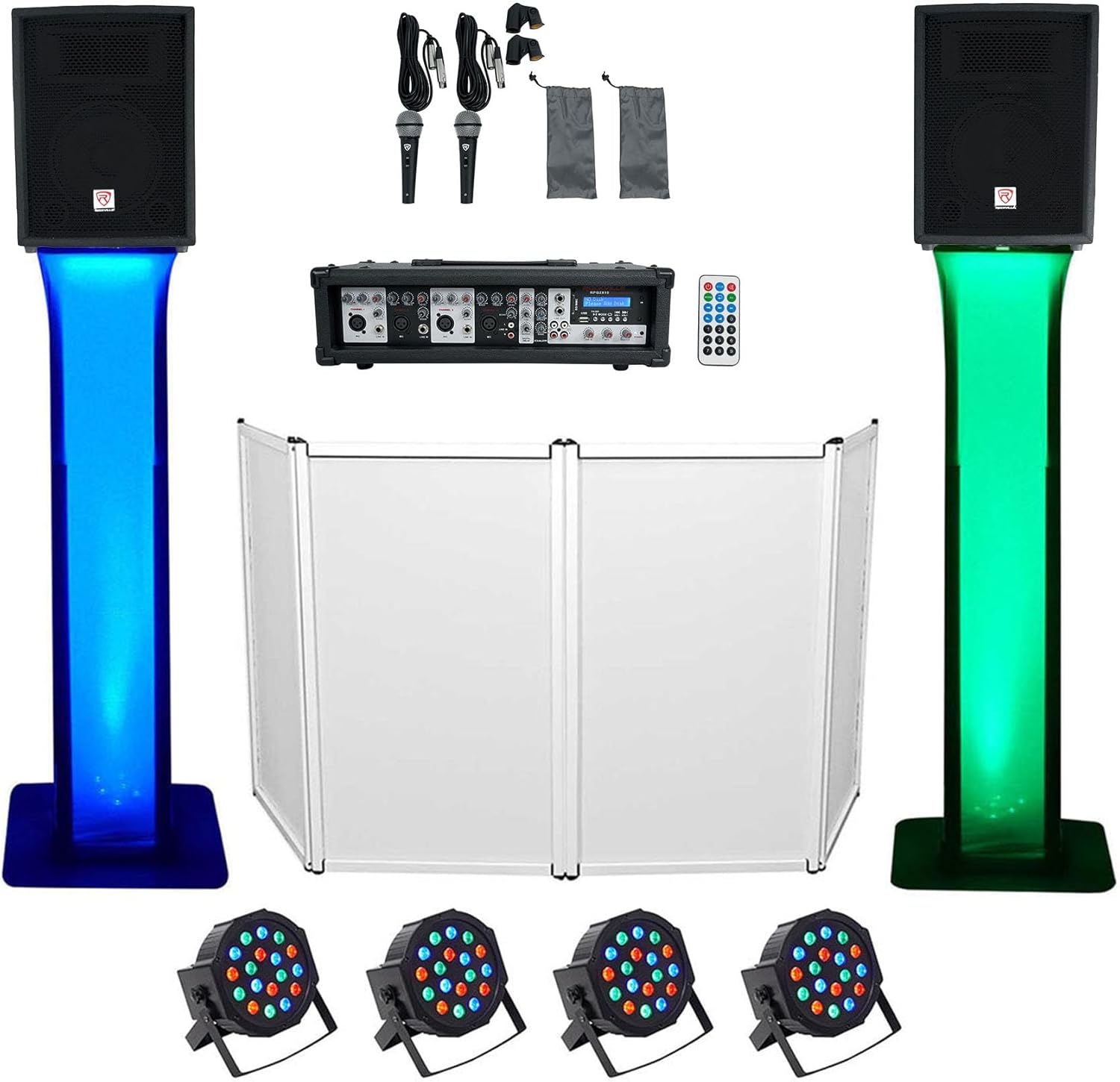 Amazon.com: Paquete DJ 10" Altavoces+Mezclador Bluetooth+Micrófonos ...
