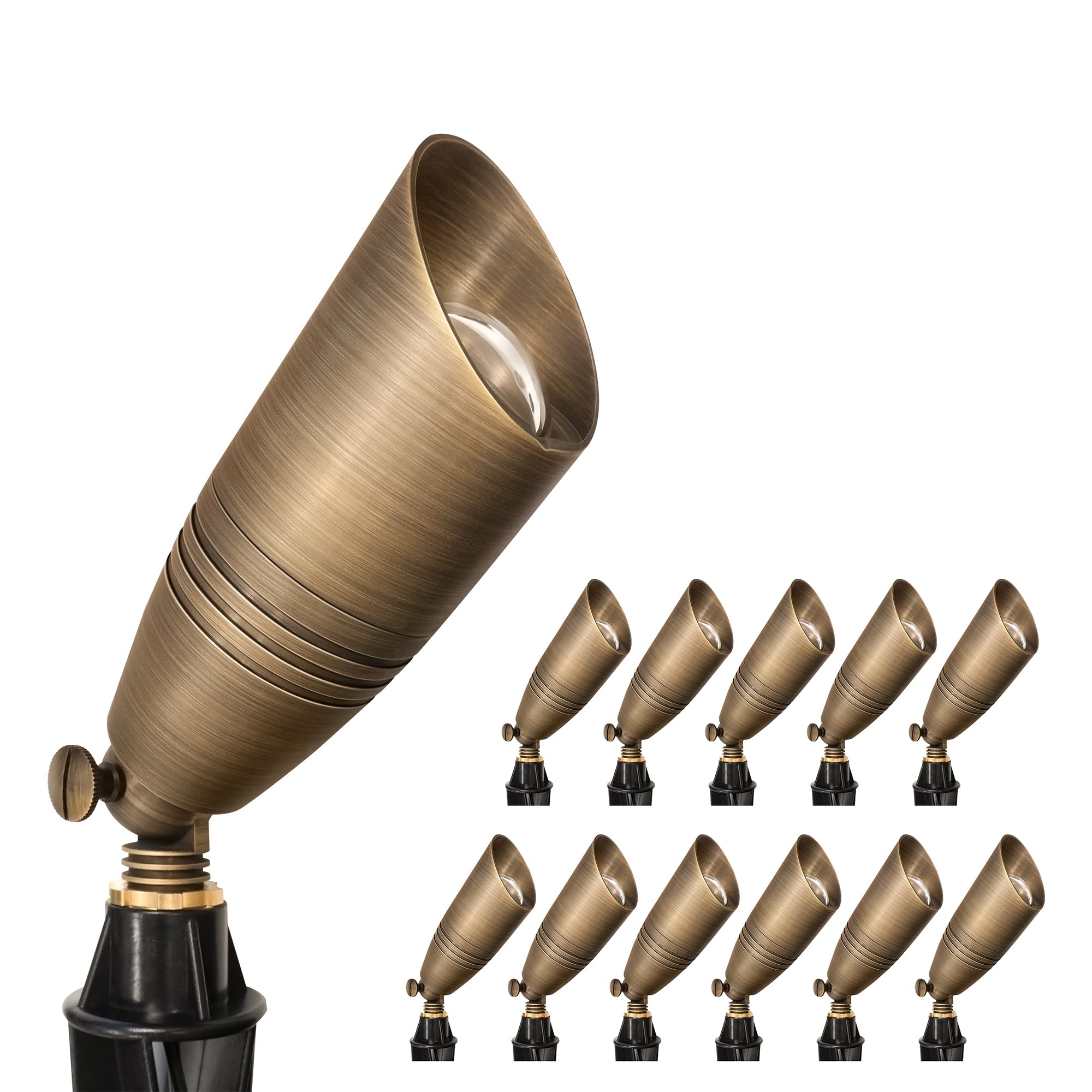 Snapklik.com : GKOLED 12-Pack Solid Brass Landscape Spotlight, 12V AC ...