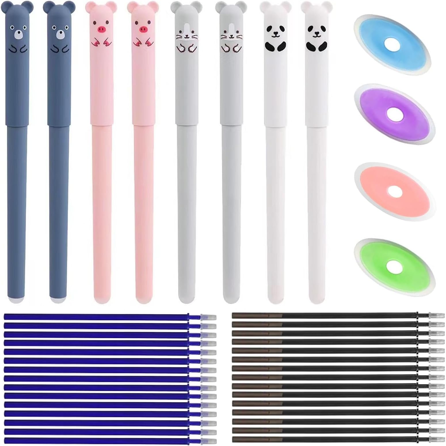 GZGXKJ Erasable Rub Out Pens 8 Pcs 0.35 mm Cute Cartoon Animal Friction ...
