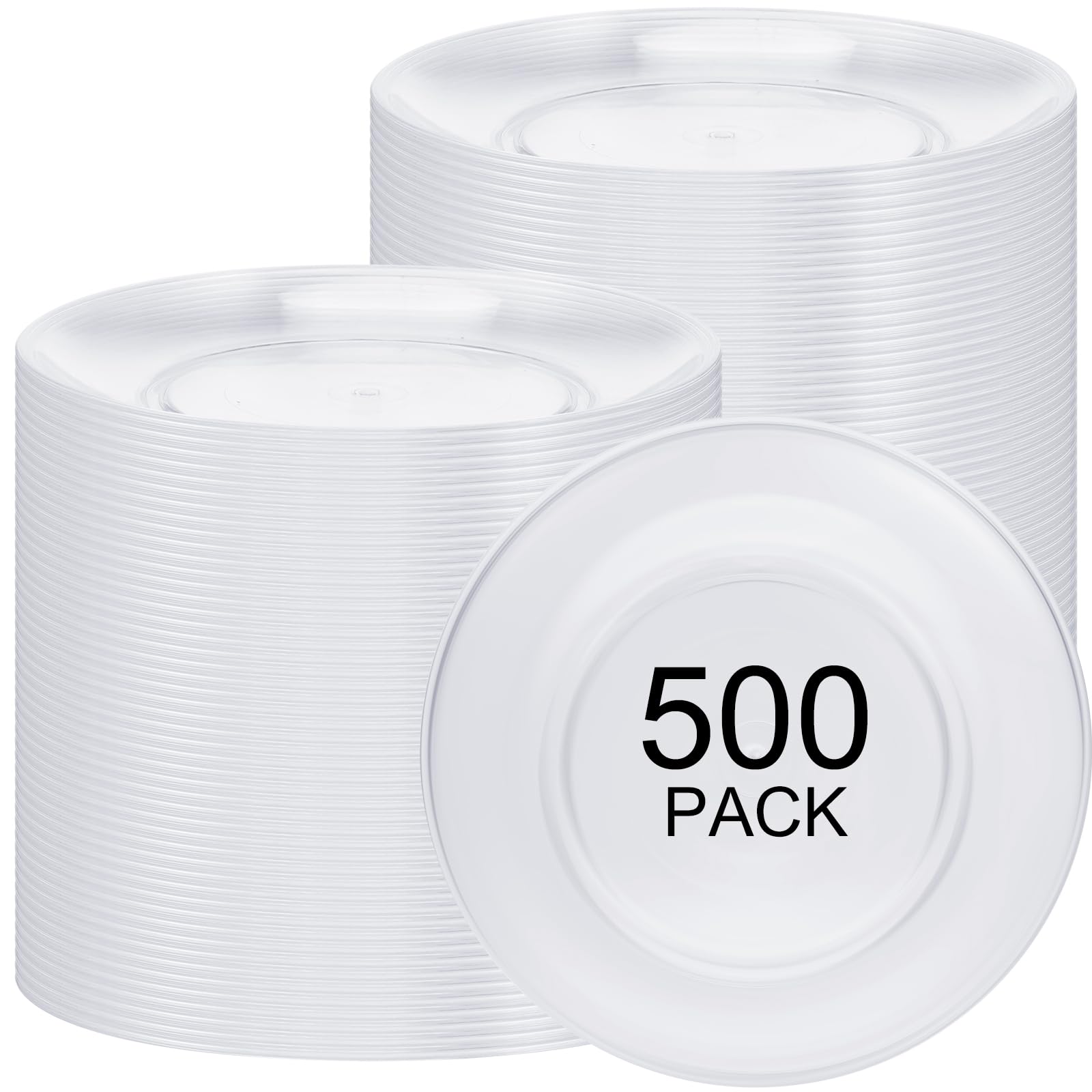 Jinei 500 Pcs Disposable Clear Plastic Plates 5.5 Inch Bulk, Round ...