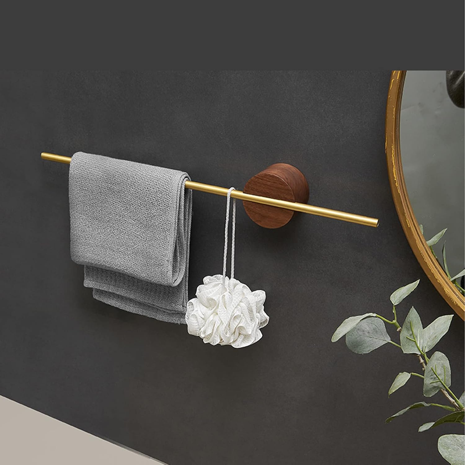 Amazon.com: Walnut Wood Single Towel Bar Rail - Aluminum Wall Bath ...