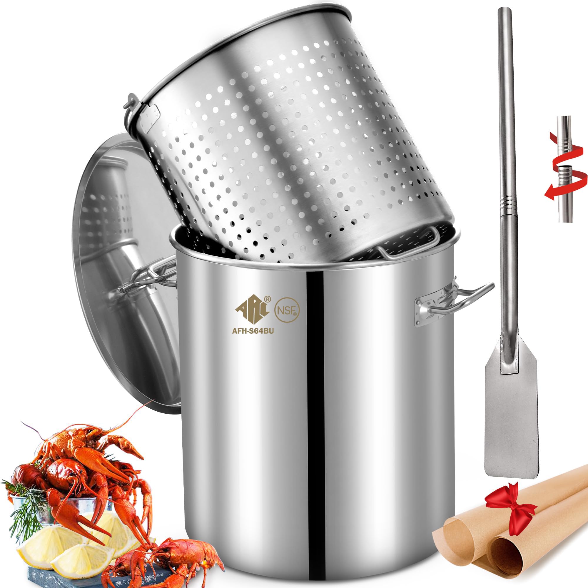 Amazon.com: ARC 64QT Stainless Steel Seafood Boil Pot with Basket and ...