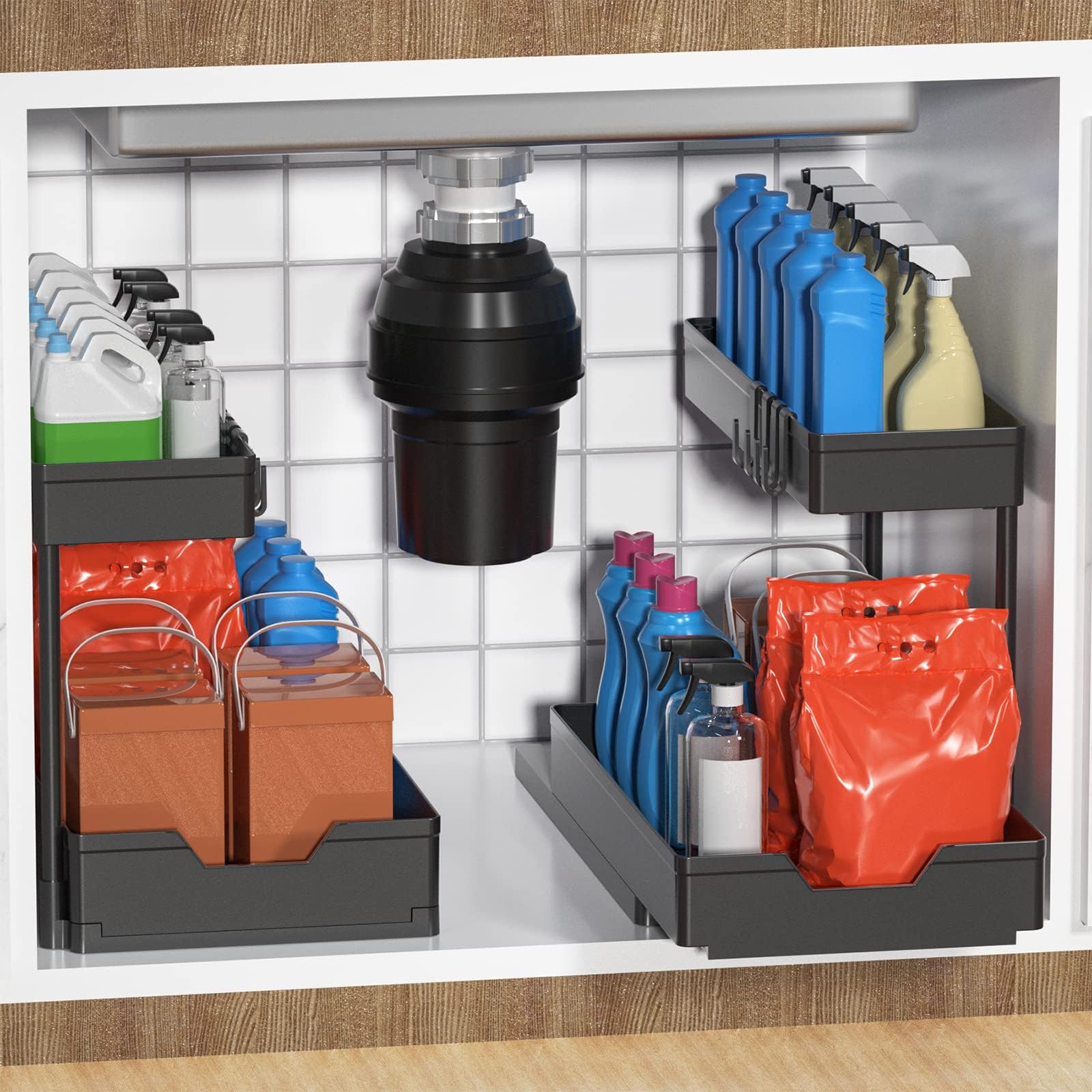 Amazon.com: JTAGOO Under Sink Organizers and Storage, L-shape Kitchen ...