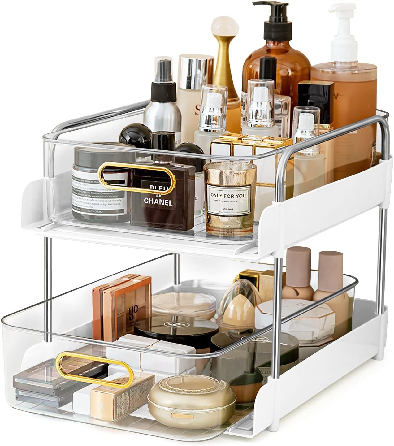 madesmart 2-Tier Plastic Multipurpose Organizer with Divided Slide-Out ...
