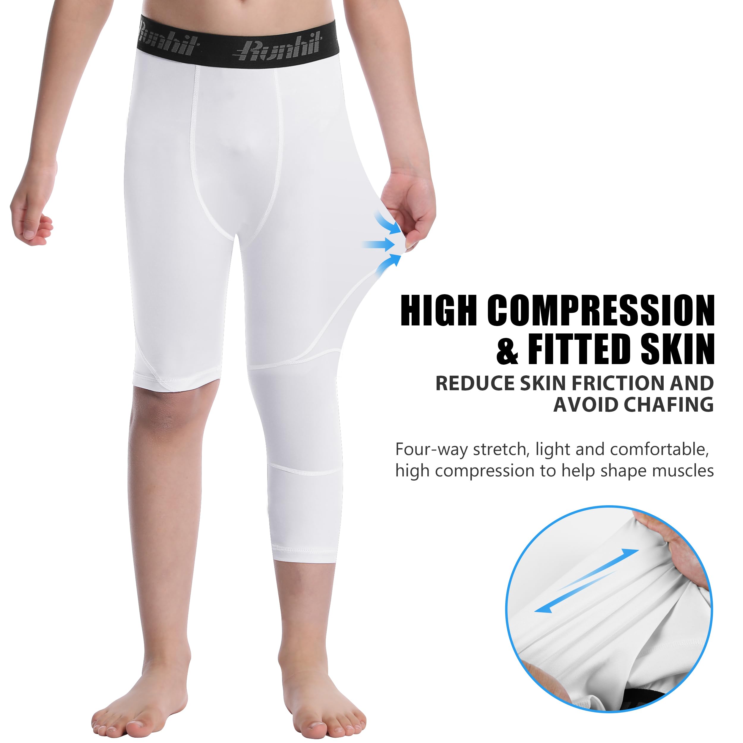 Snapklik.com : Runhit 2 Pack Boys Youth 3/4 Compression Pants