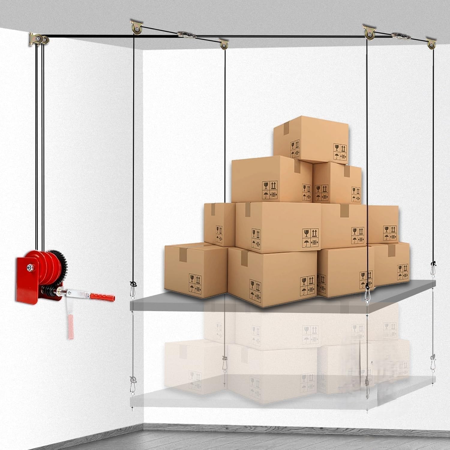 Overhead Garage Storage Lift Hoist, Heavy-duty Ceiling Mounted Garage ...