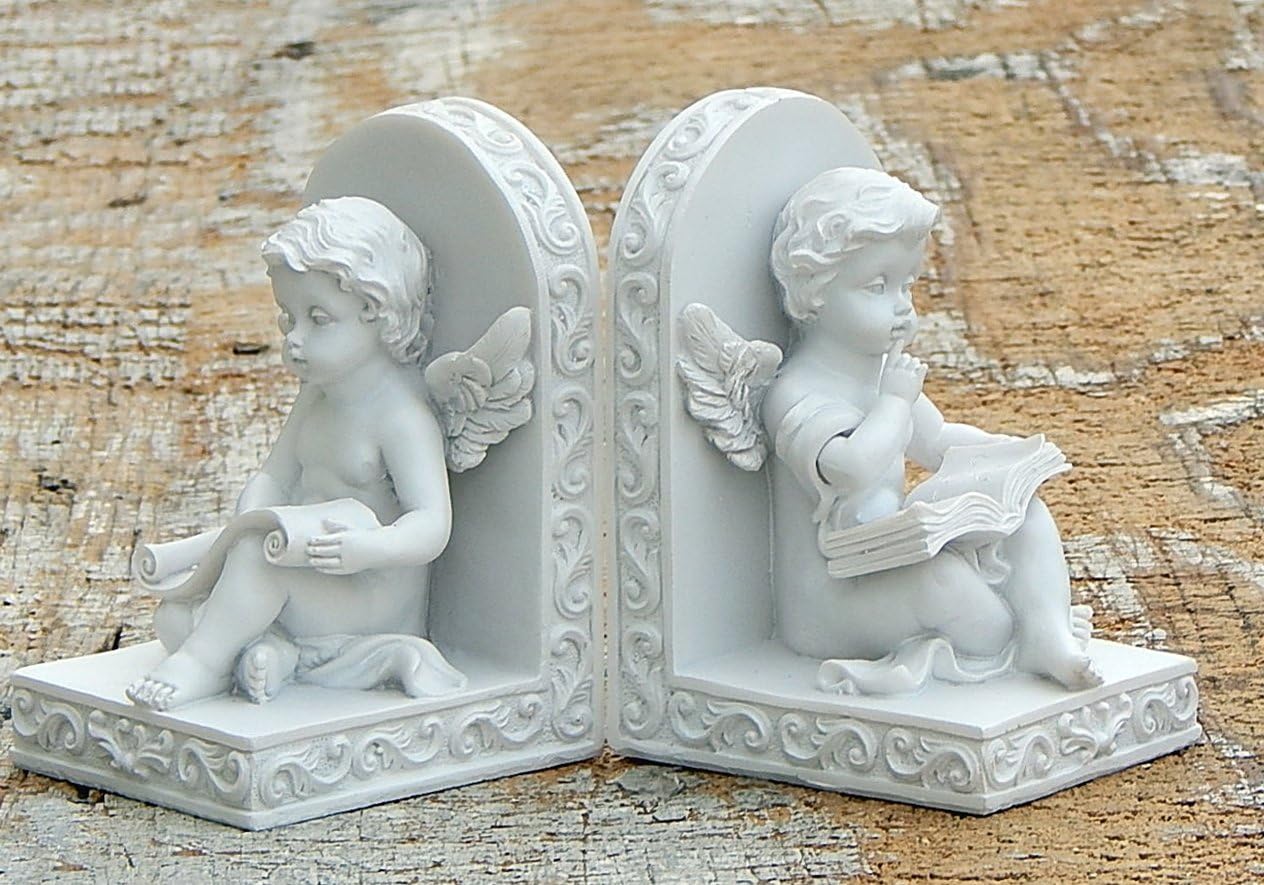 Amazon.com: Bellaa Pair of Thinking Cherub Bookends Baby Angel Book ...