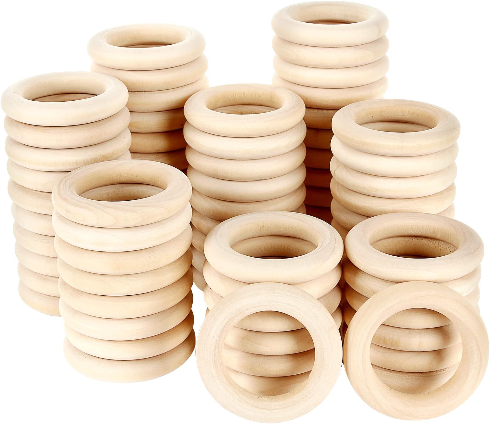 Amazon.com: Uenhoy 30 Pcs 40mm/1.57" Natural Wood Rings, Unfinished ...