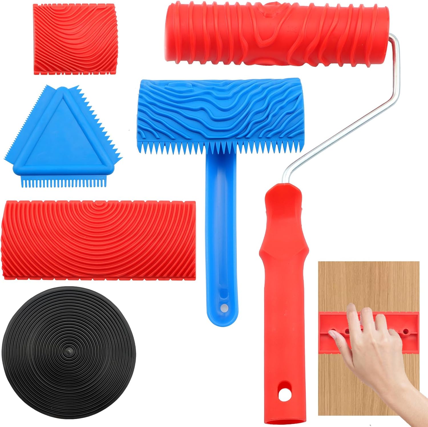 Wood Grain Tool,6PCS Soft Rubber Wood Grain Painting Tool,Texture ...