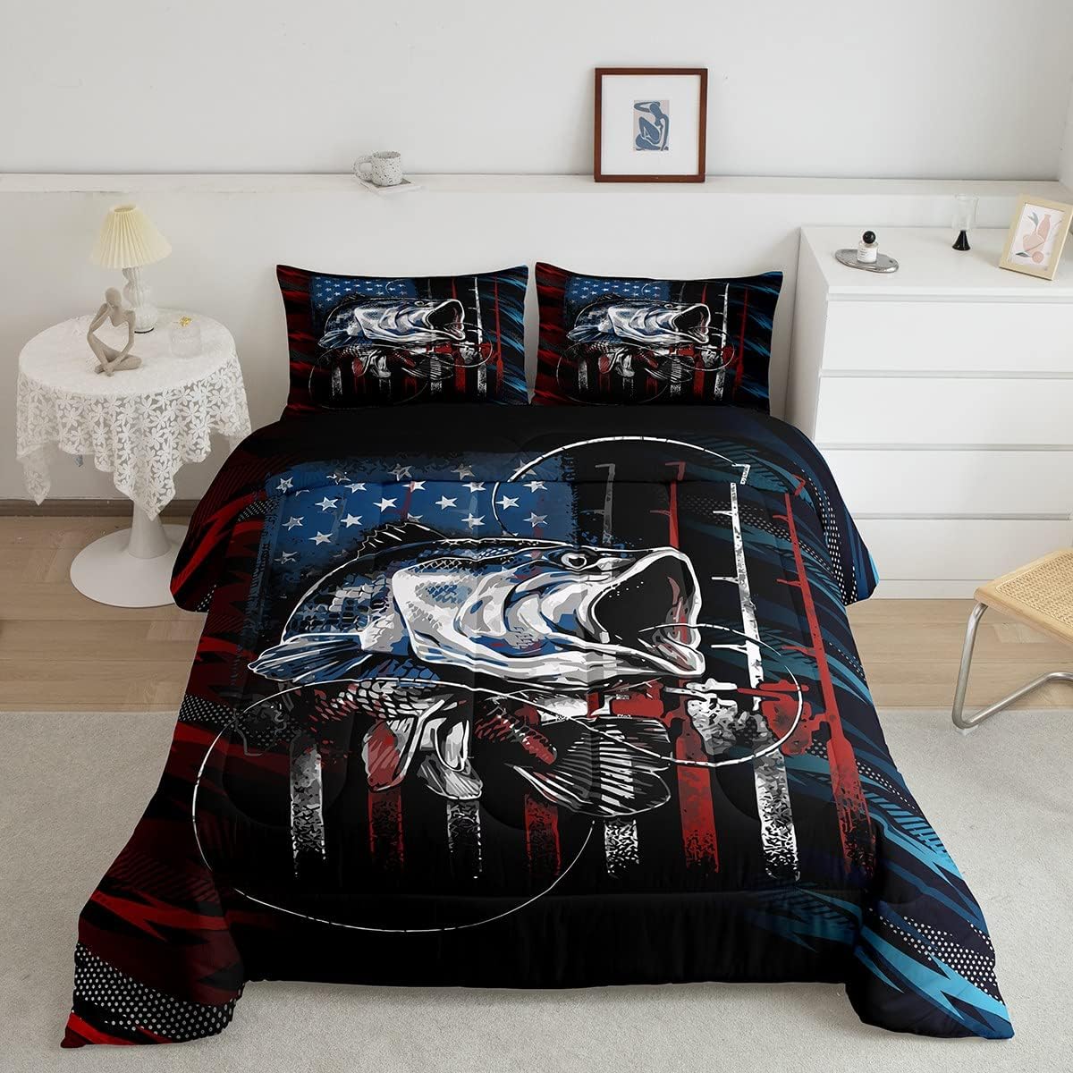 Amazon.com: Erosebridal Hunting Fishing Comforter Set Twin American ...