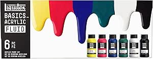 Amazon.com: Liquitex BASICS Acrylic Fluid Paint, 6 x 118ml (4-oz.) Bottle Set