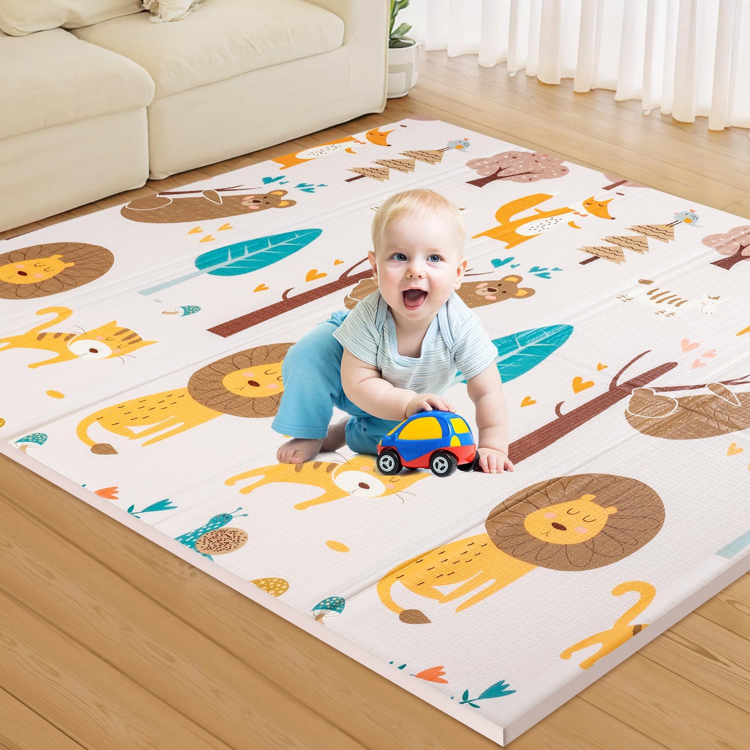 Extra Large Foldable Baby Play Mat, Reversible Foam Play Mat for Babies ...